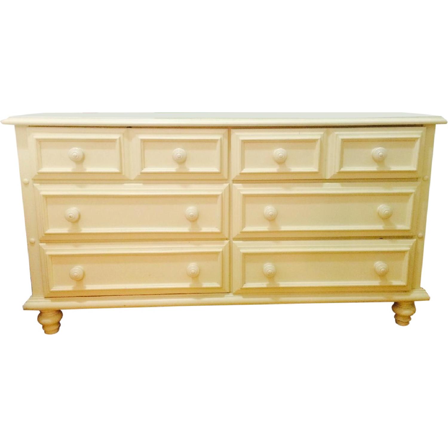Ivory Wood 6-Drawer Dresser - AptDeco