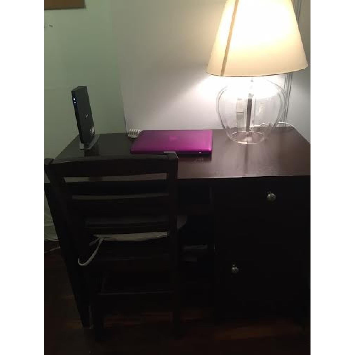 Gotham Wood Dark Brown Wood Desk w/ Chair - AptDeco