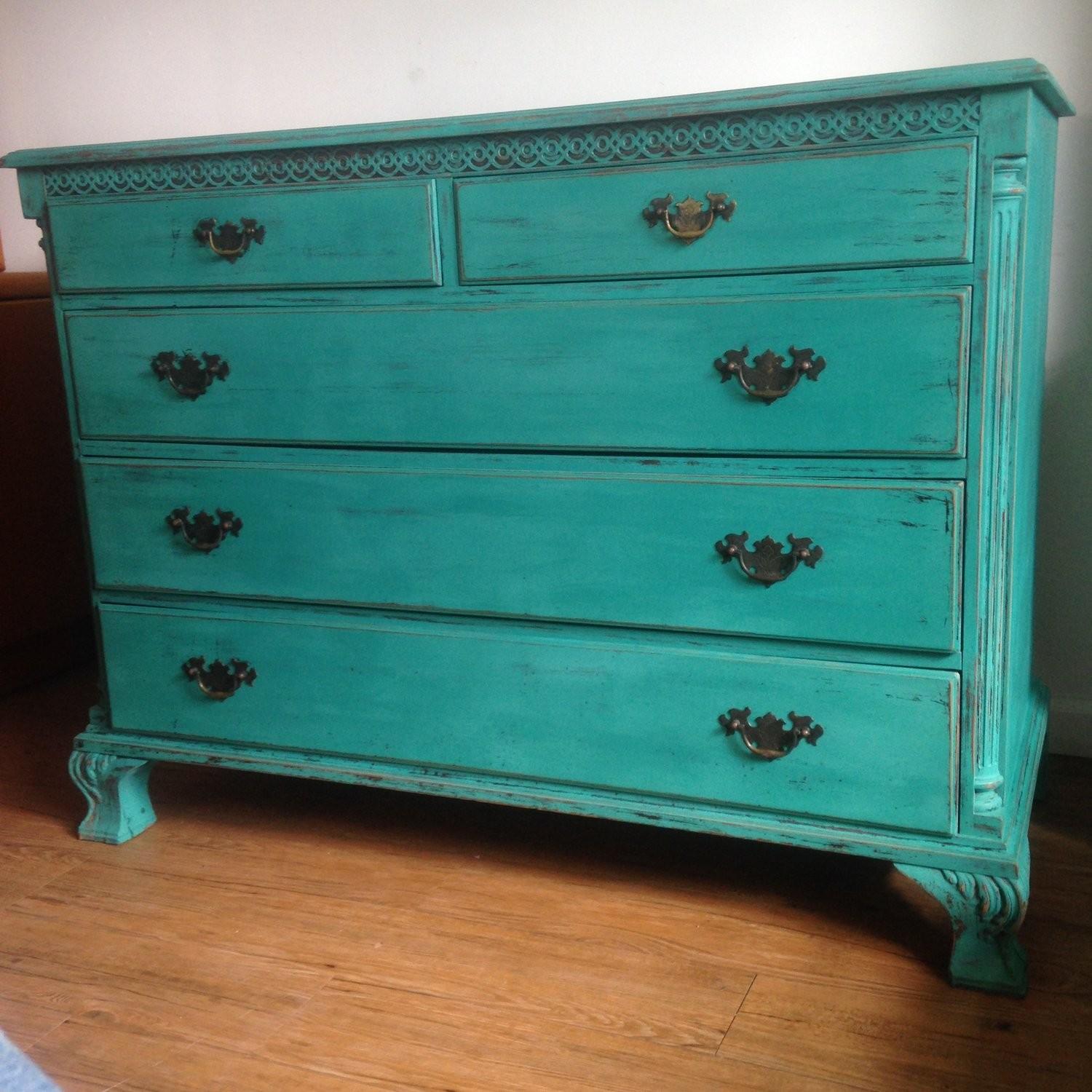Antique Federal Style Cherry 5 Drawer Dresser Painted in Annie Sloan ...