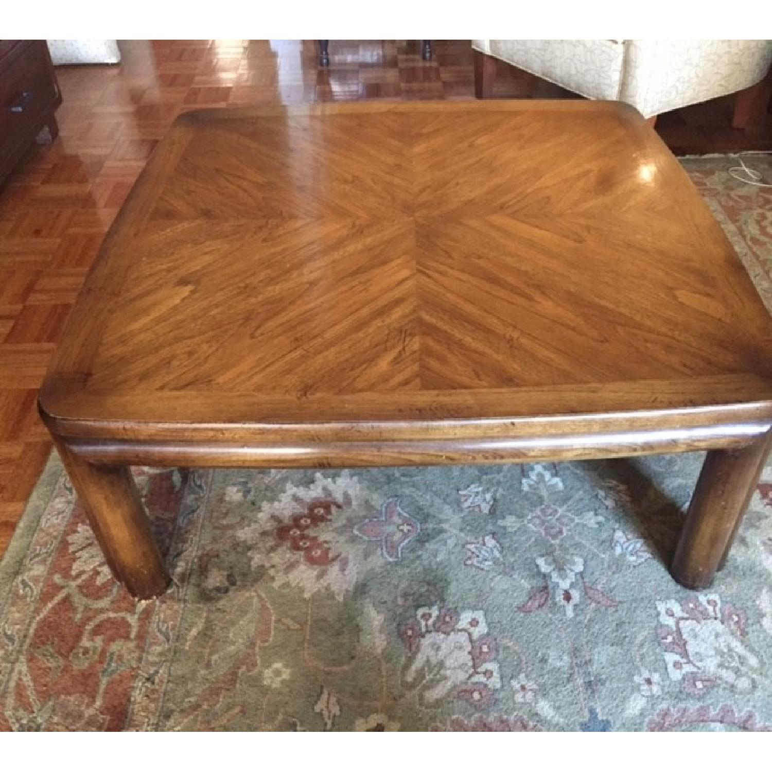 Lane Furniture Walnut Classic Square Coffee Table w/ Rounded Corners ...