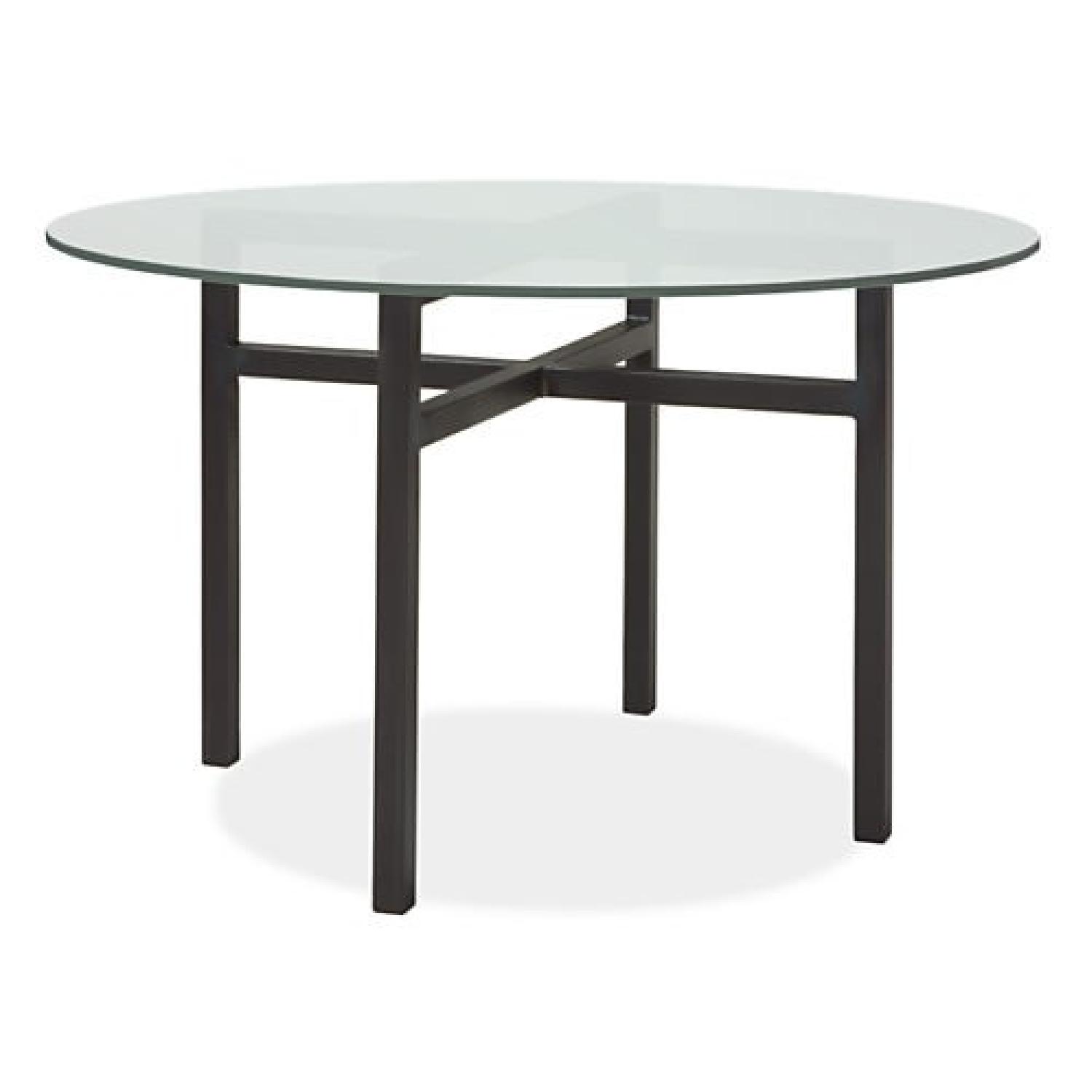 Room & Board Benson Round Tempered Glass Dining Table - AptDeco
