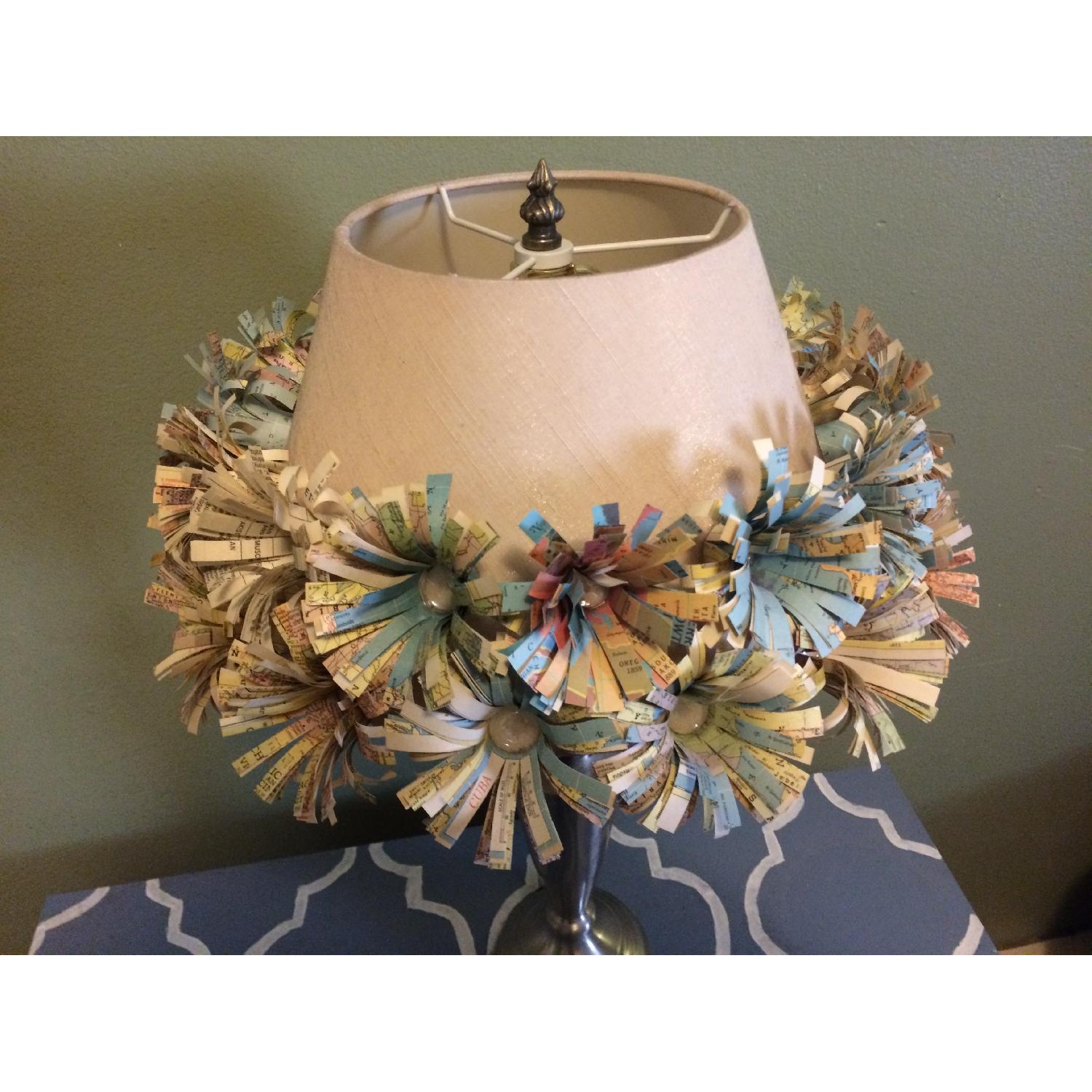 Vintage Map Rosette Lamp - AptDeco