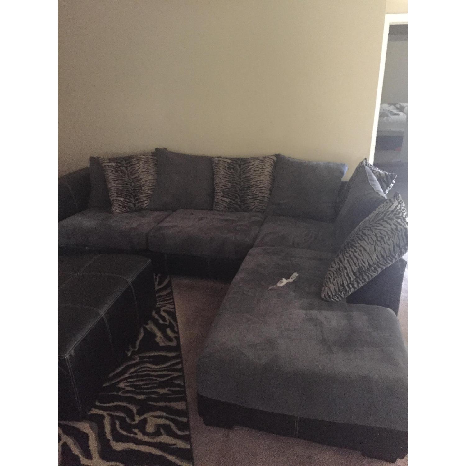 Wood Haven Gray & Black Sectional - AptDeco
