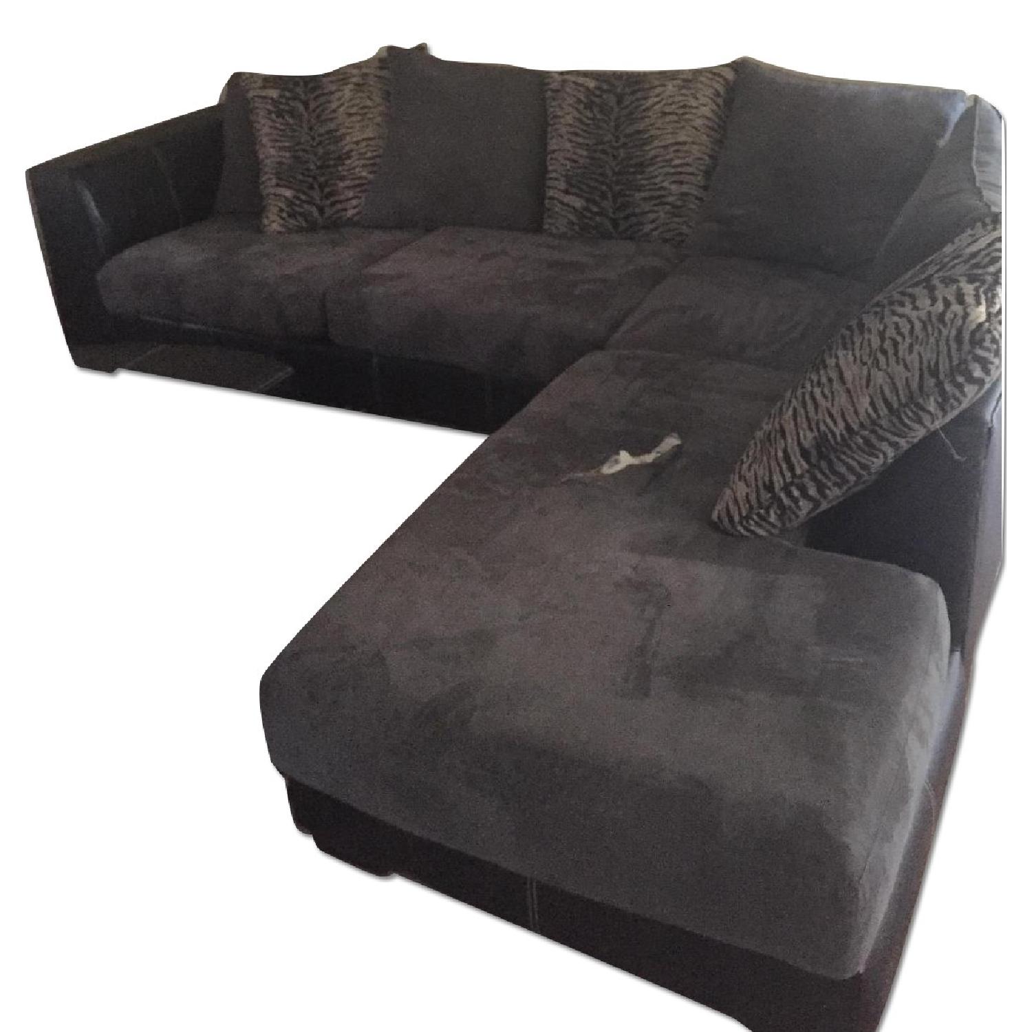 Wood Haven Gray & Black Sectional - AptDeco