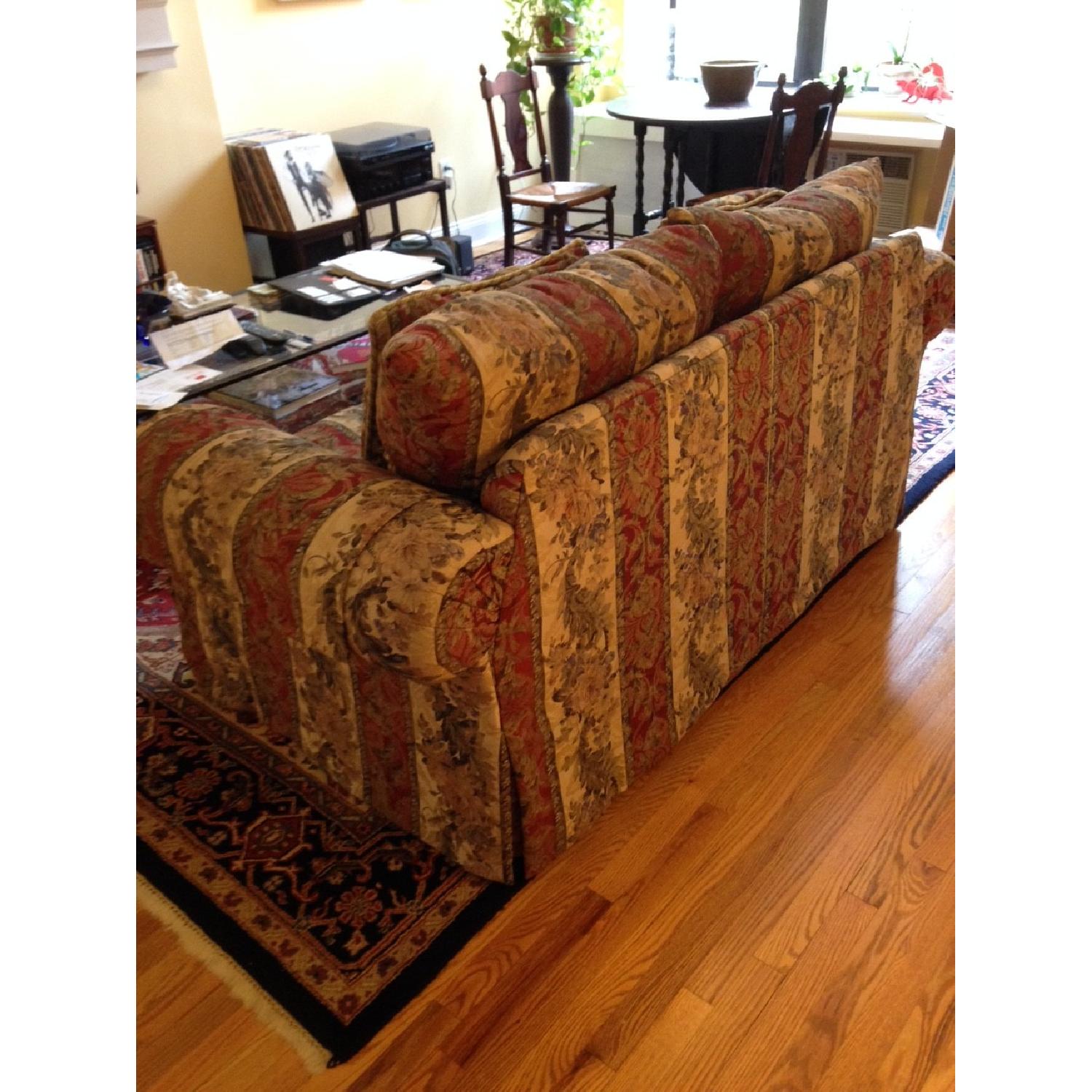 Rowe Furniture Overstuffed Loveseat with Vibrant Print Upholstery - AptDeco