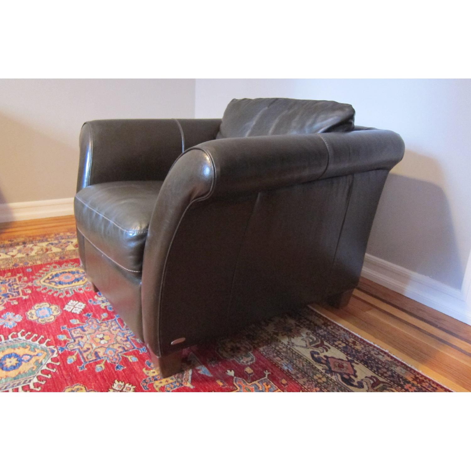 Natuzzi Italsofa Club Chair w/ Matching Ottoman - AptDeco