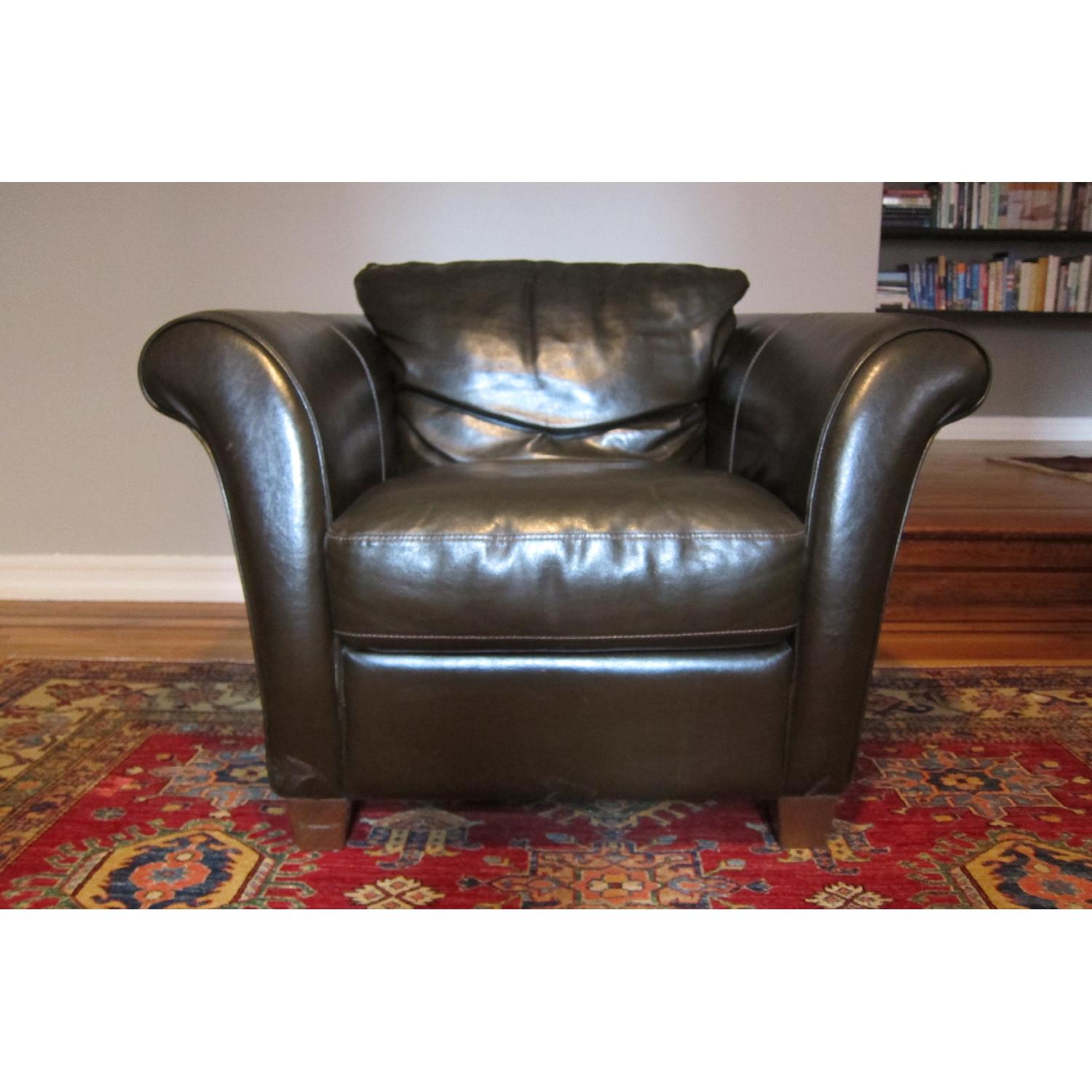 Natuzzi Italsofa Club Chair w/ Matching Ottoman - AptDeco