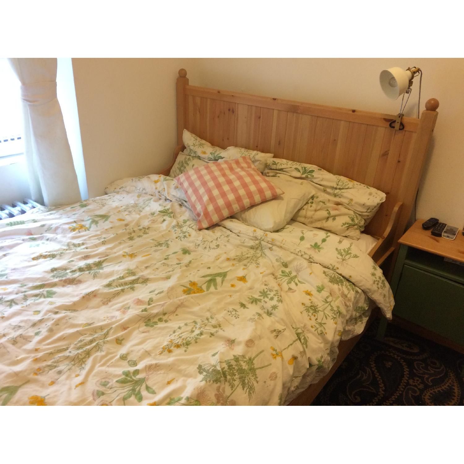 Ikea Hurdal Bed Frame w/ 4 Underbed Storage Boxes + Nightstand - AptDeco