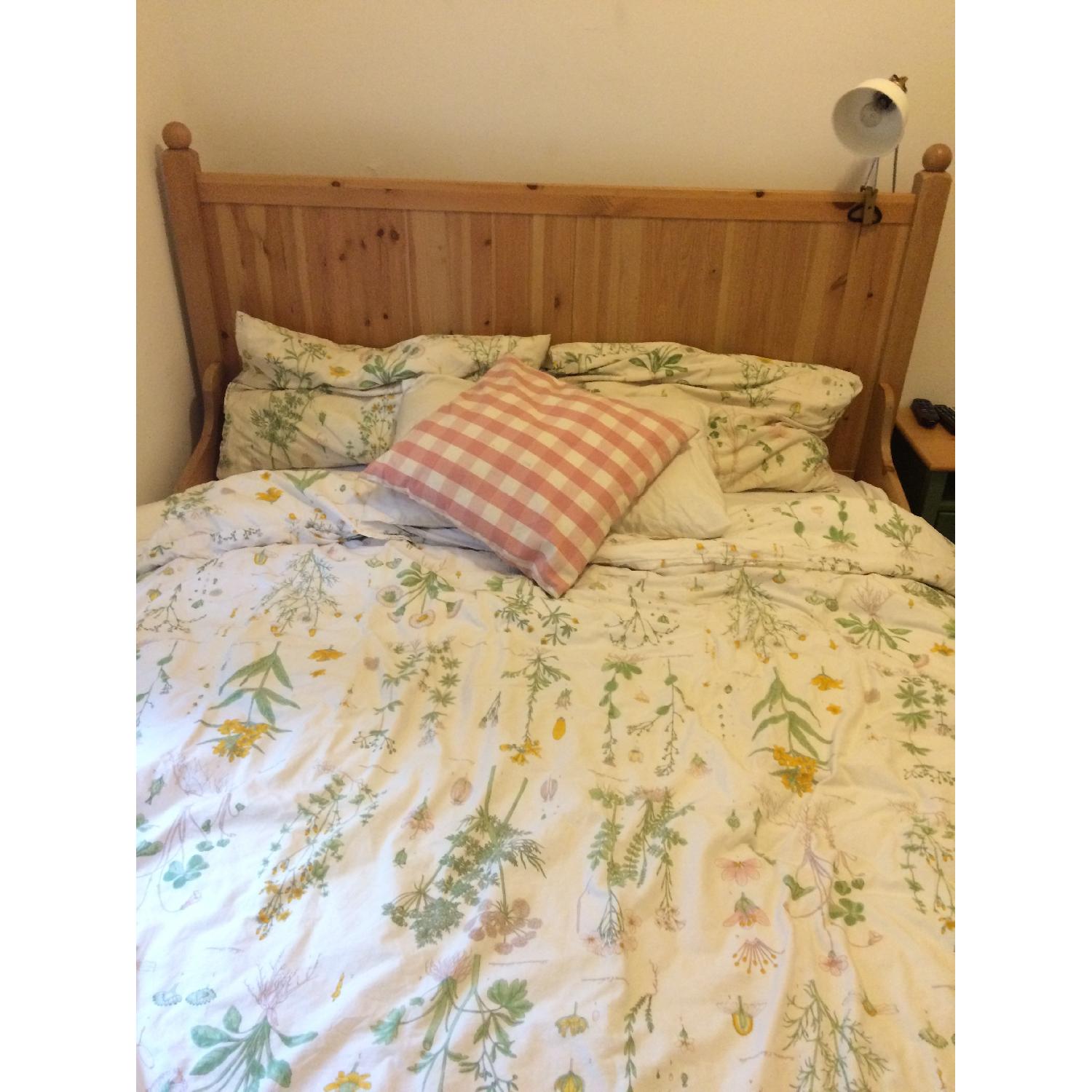 Ikea Hurdal Bed Frame w/ 4 Underbed Storage Boxes + Nightstand - AptDeco