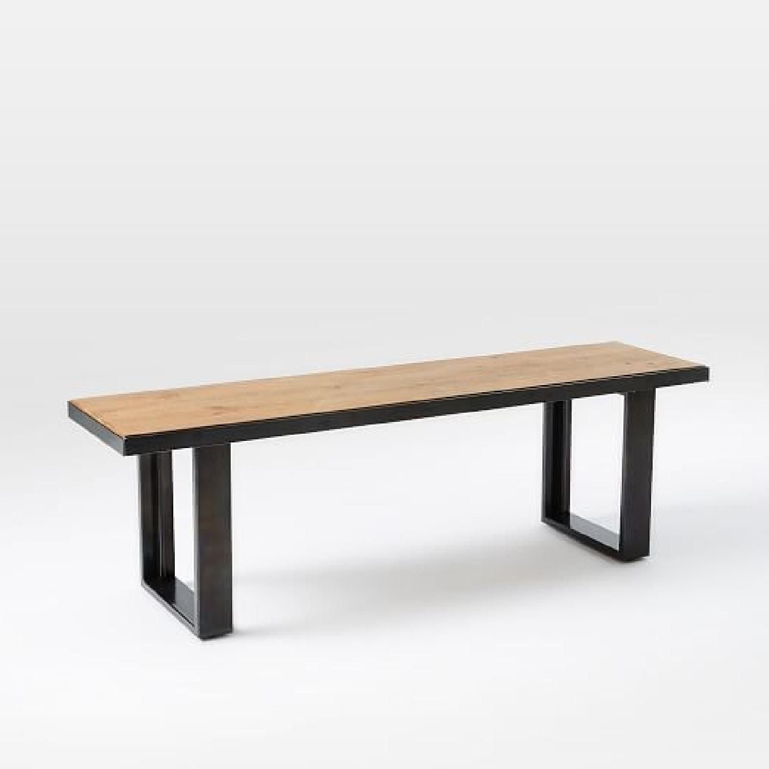 West Elm Industrial Oak & Steel Dining Bench - AptDeco