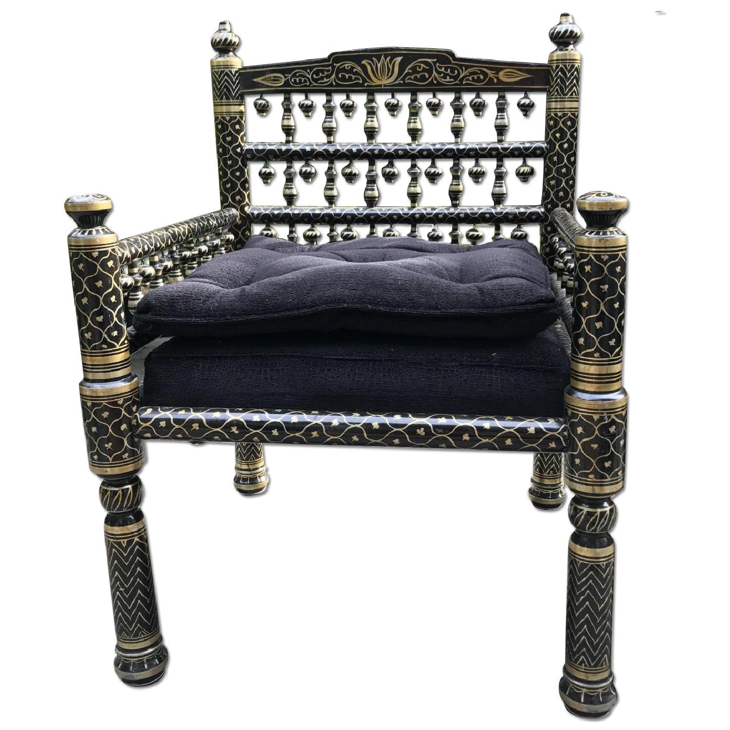 Moroccan Style Black/Gold Finial Drop Chairs - AptDeco