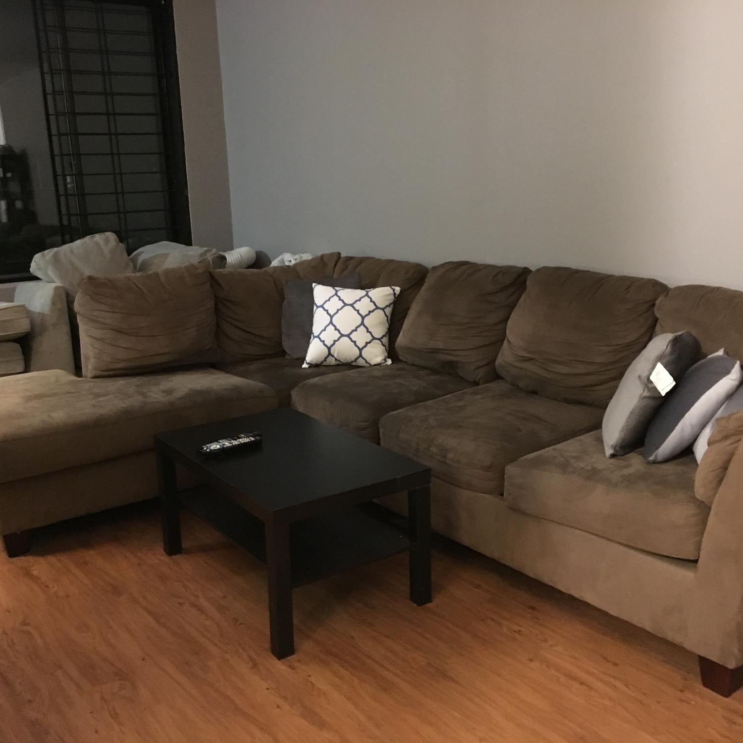 Bob's Light Brown Microfiber Sectional Sofa - AptDeco