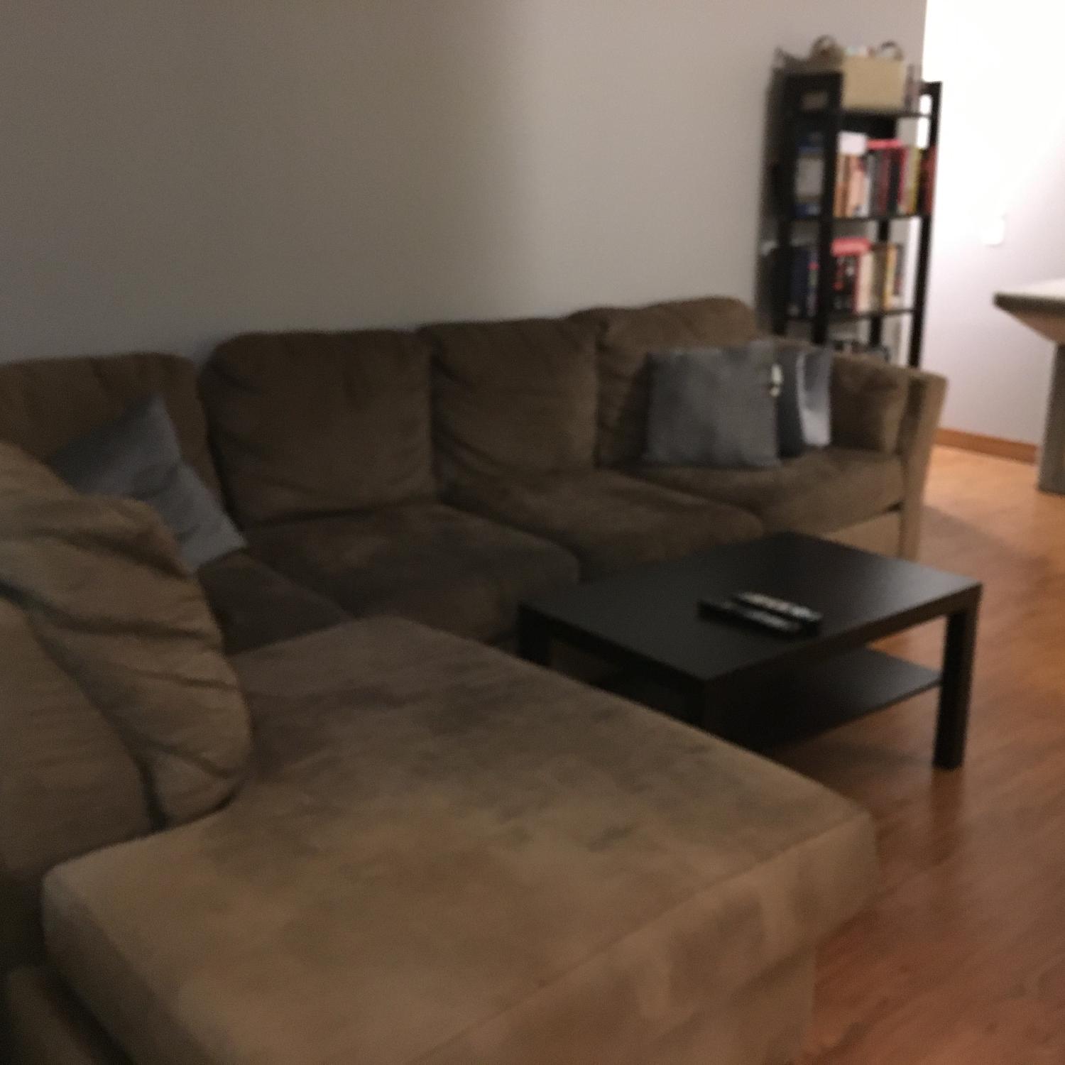 Bob's Light Brown Microfiber Sectional Sofa - AptDeco