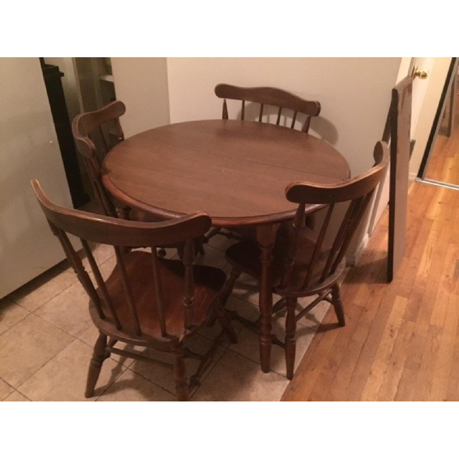 Vintage Wooden Dining Table w/ 4 Charis - AptDeco