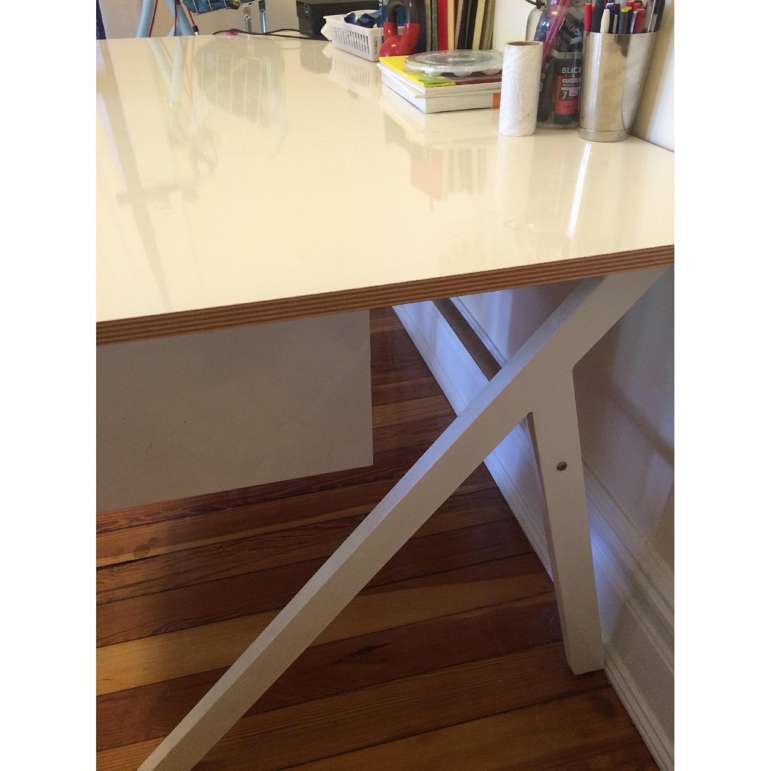 CB2 White Graph Desk - AptDeco