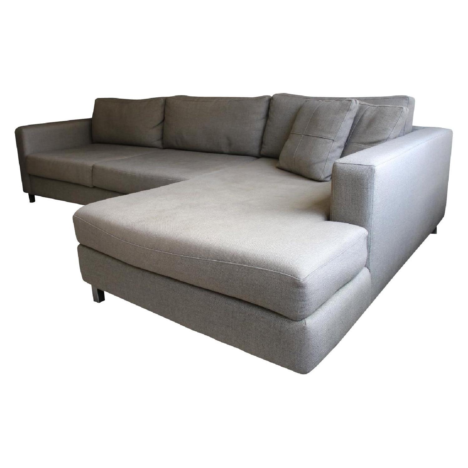 Custom Made Sectional Sofa with Knoll Fabric - AptDeco