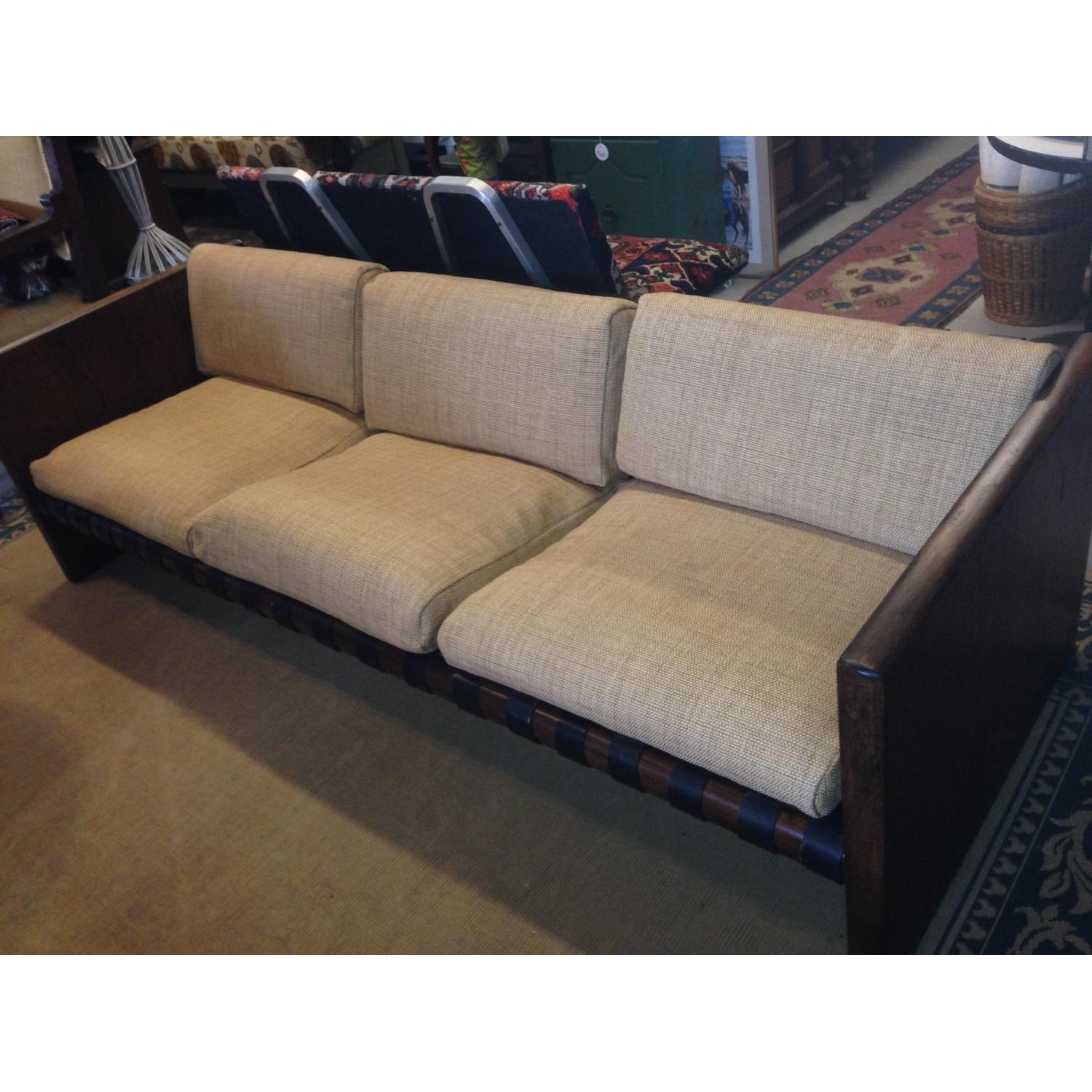 Cantilevered Sling Sofa with Vintage Fabric - AptDeco