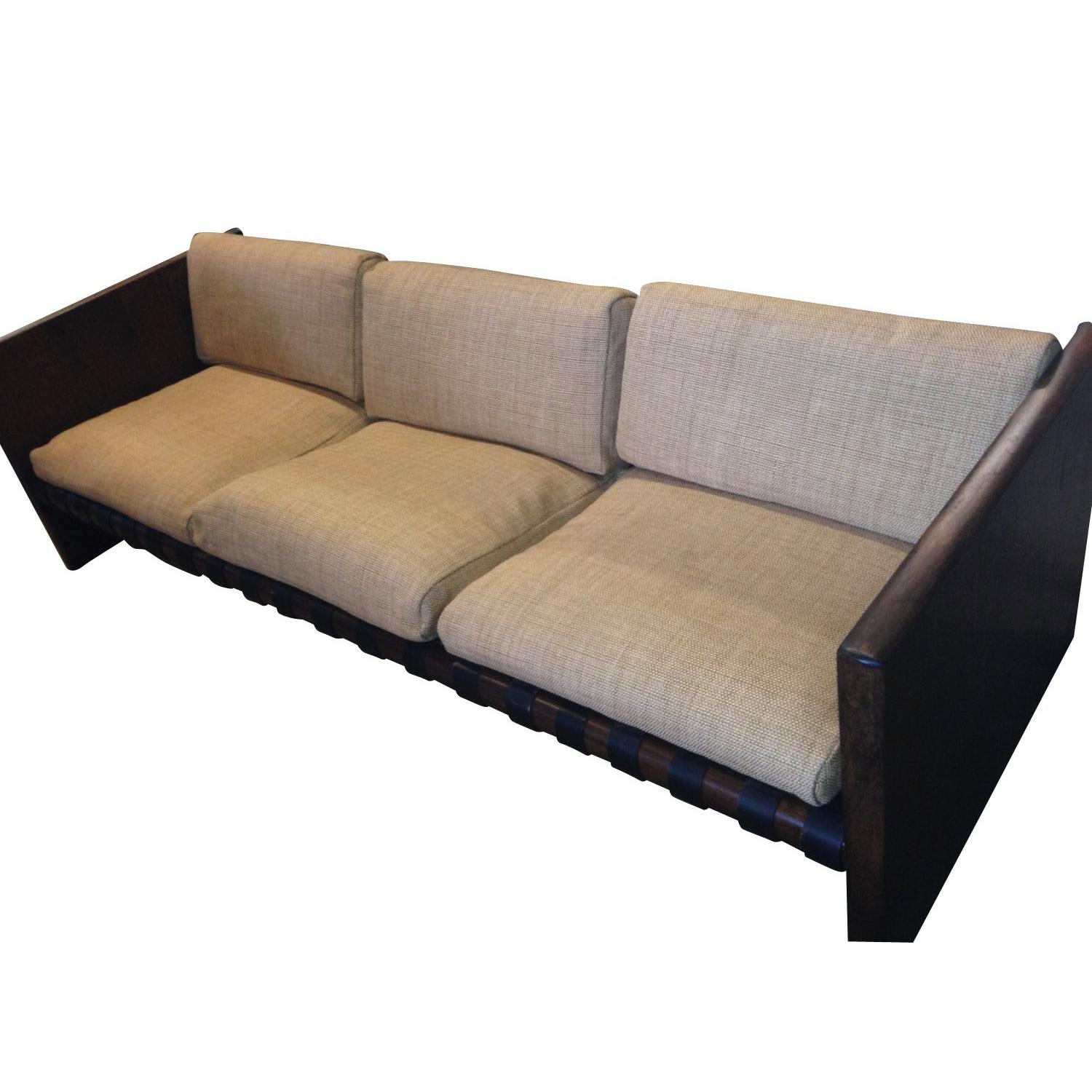 Cantilevered Sling Sofa with Vintage Fabric - AptDeco