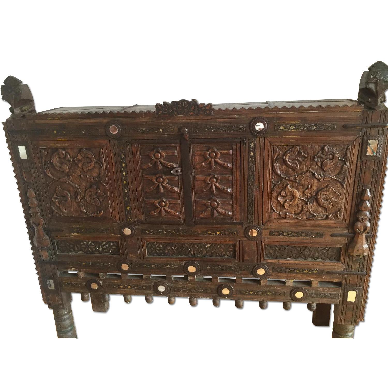 Antique Indian Pitara Dowry Chest/Credenza - AptDeco