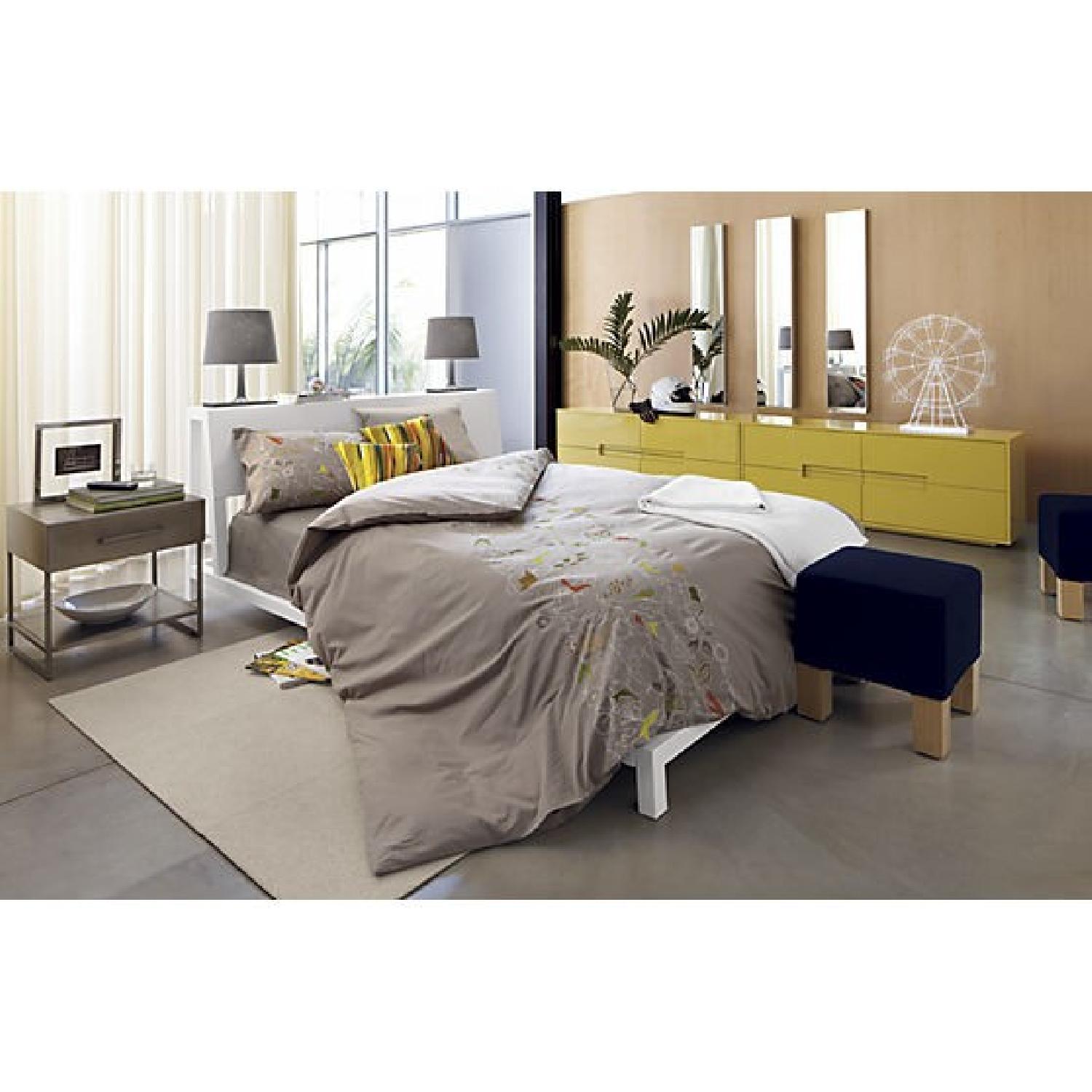 CB2 Alpine White Platform Queen Size Bed Frame - AptDeco