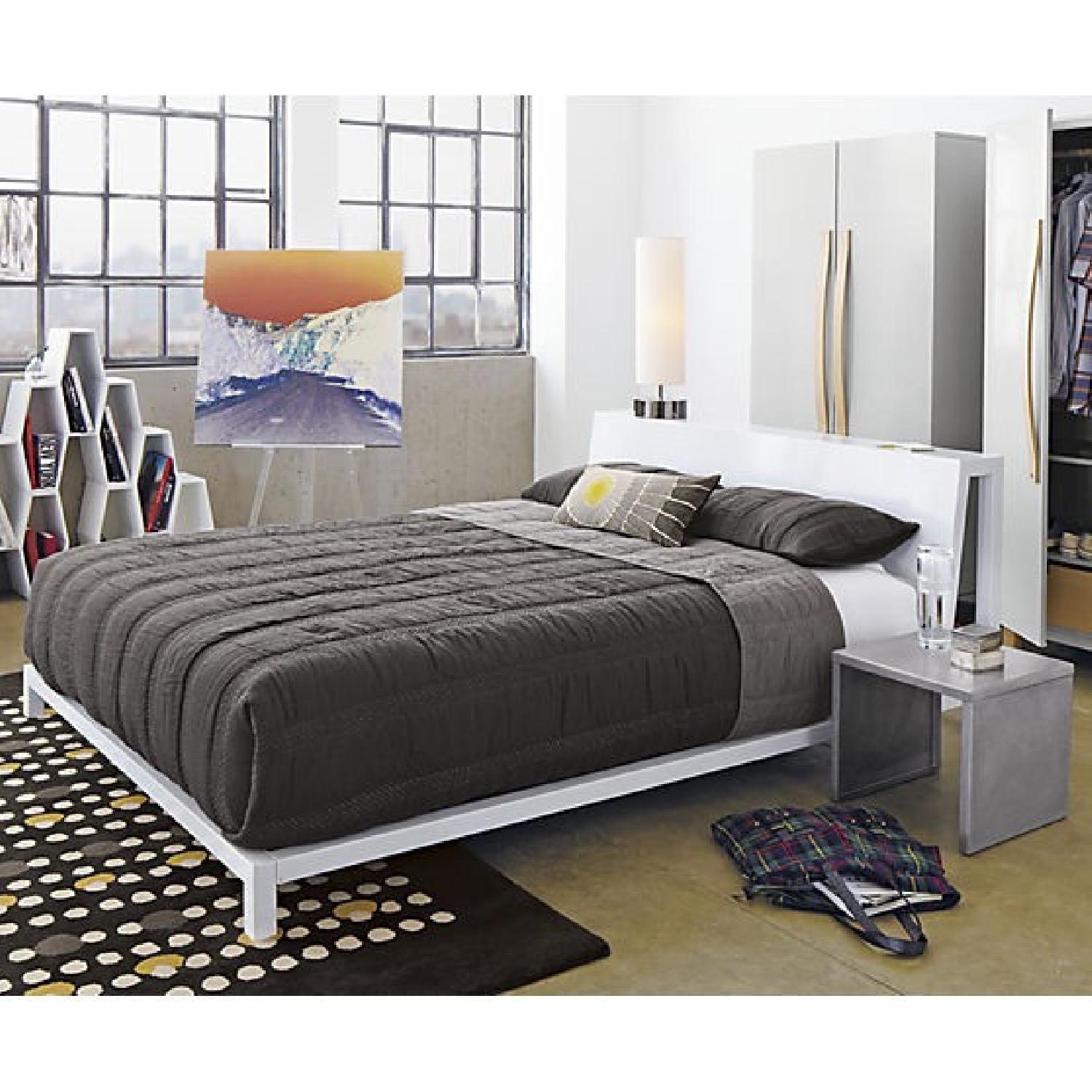 CB2 Alpine White Platform Queen Size Bed Frame - AptDeco