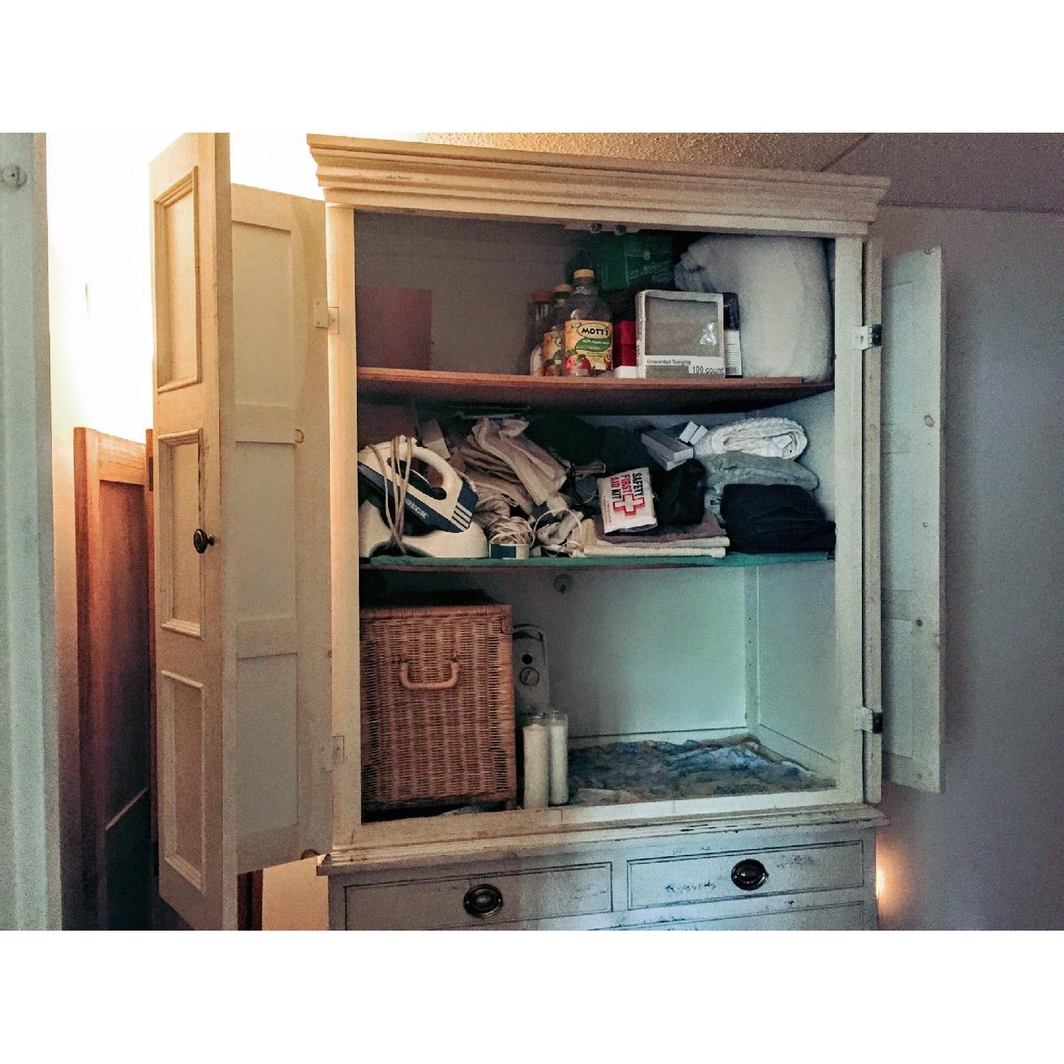 2 Tier 5 Drawer Off-White Armoire w/ Cabinet - AptDeco
