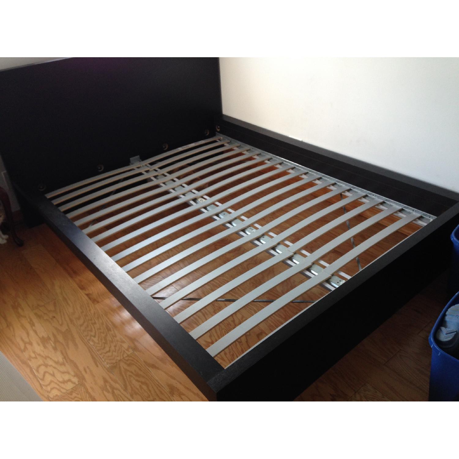 Ikea Malm Queen Size High Bed Frame in Black-Brown - AptDeco