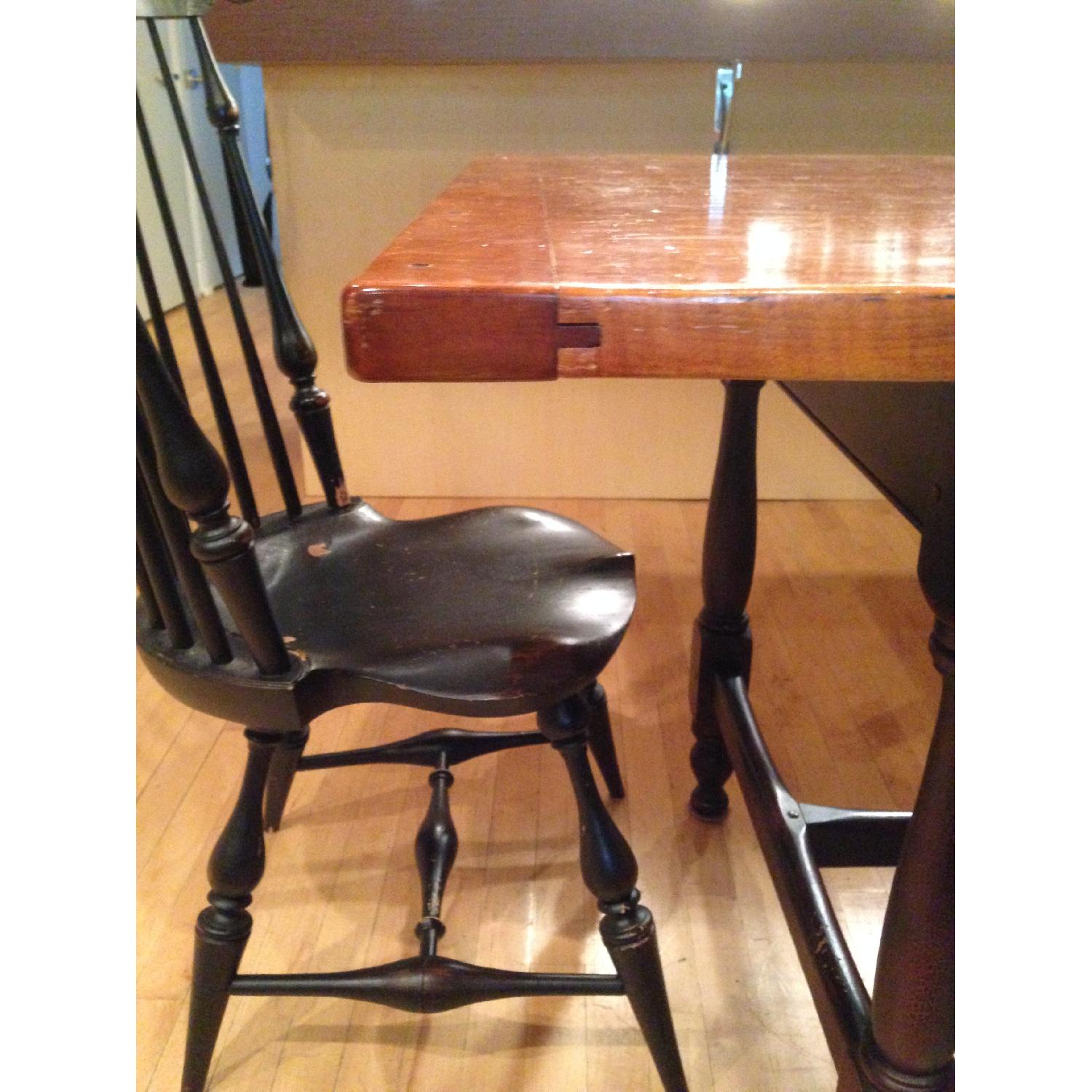 Colonial Reproduction Farm Table w/ 4 Wingback Chairs - AptDeco