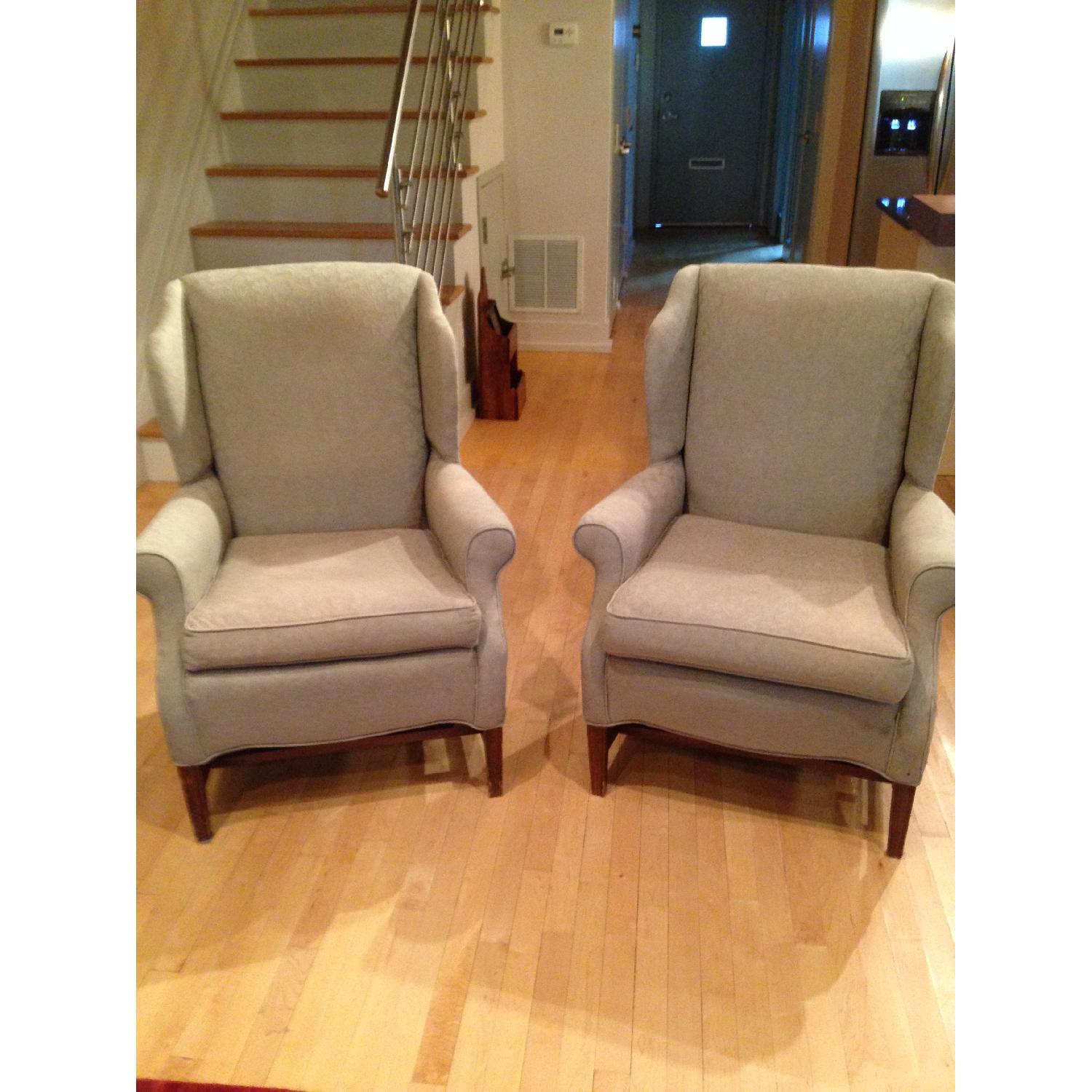 Beige Wingback Upholstered Chairs - AptDeco