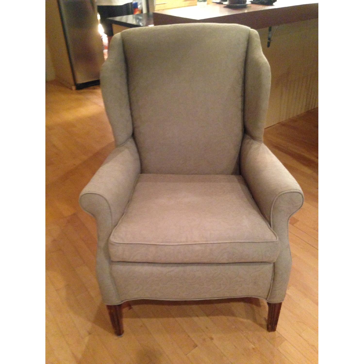 Beige Wingback Upholstered Chairs - AptDeco