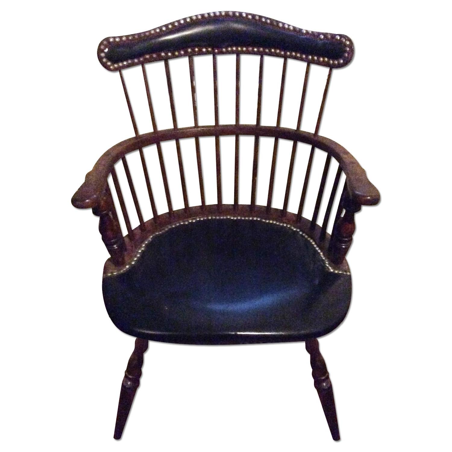 Restored Circa 1880's Spindle Chair w/ Leather Seating - AptDeco