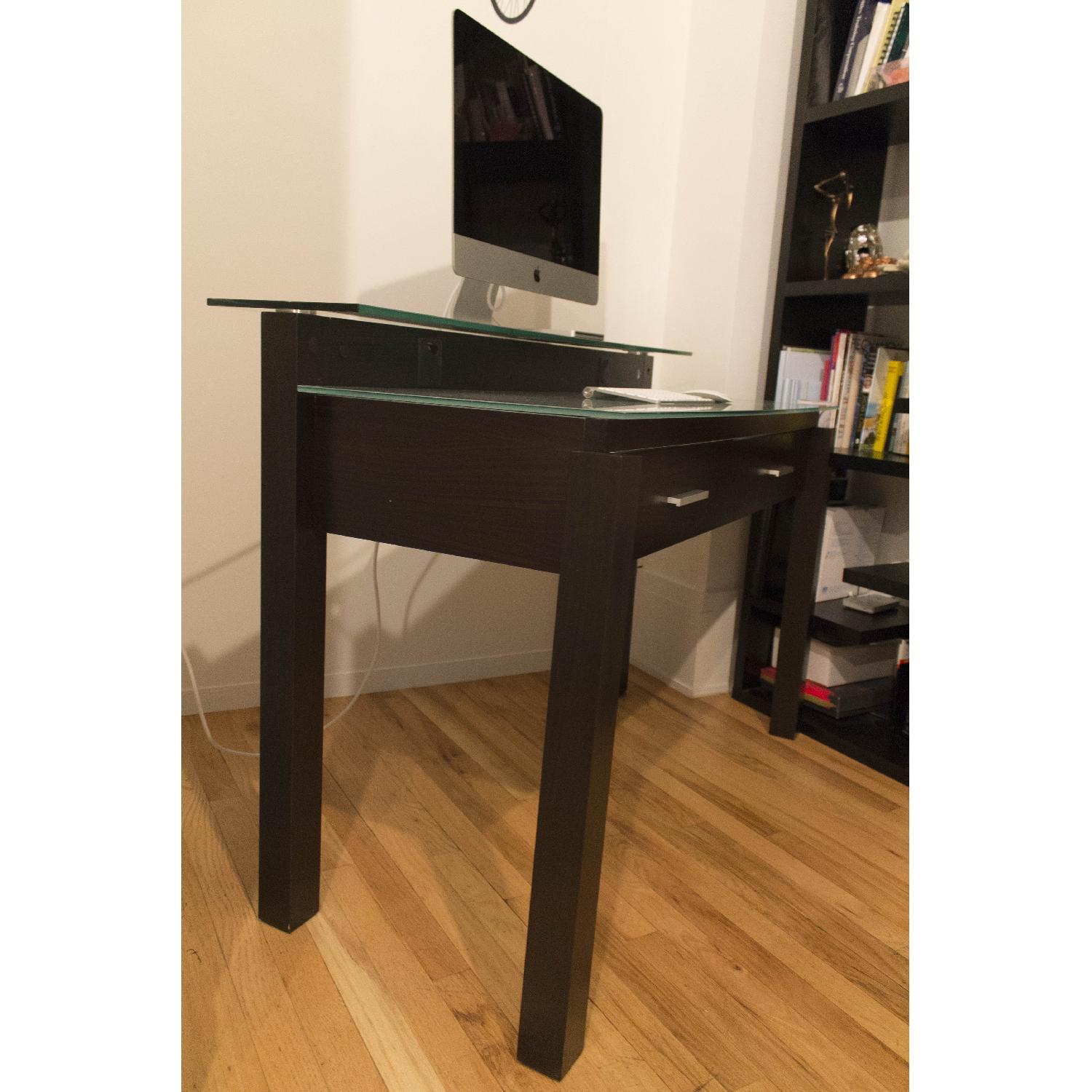 Cresent Furniture Two Level Glass Top Desk - AptDeco