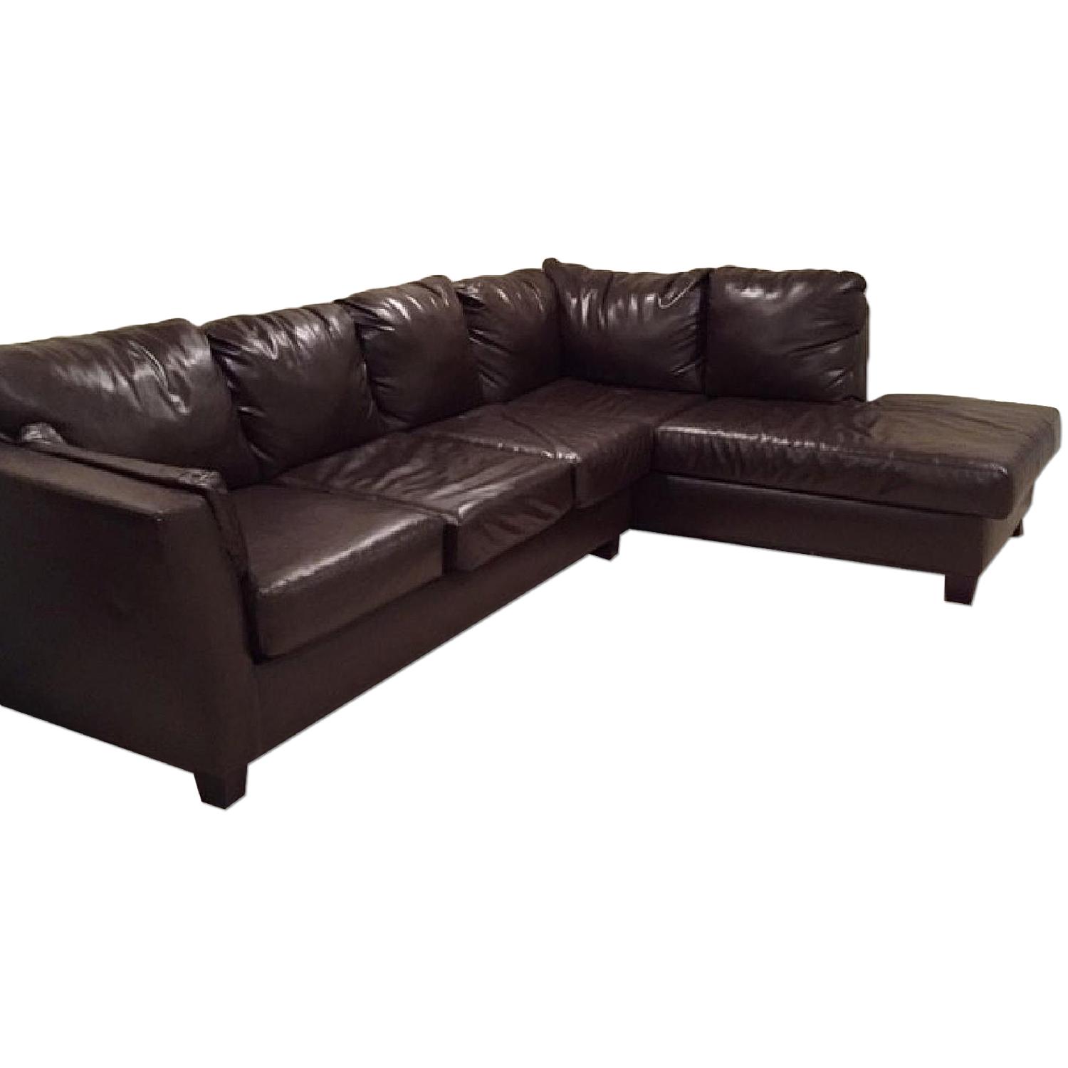 Bob's L Shaped Chocolate Leather Sectional - AptDeco
