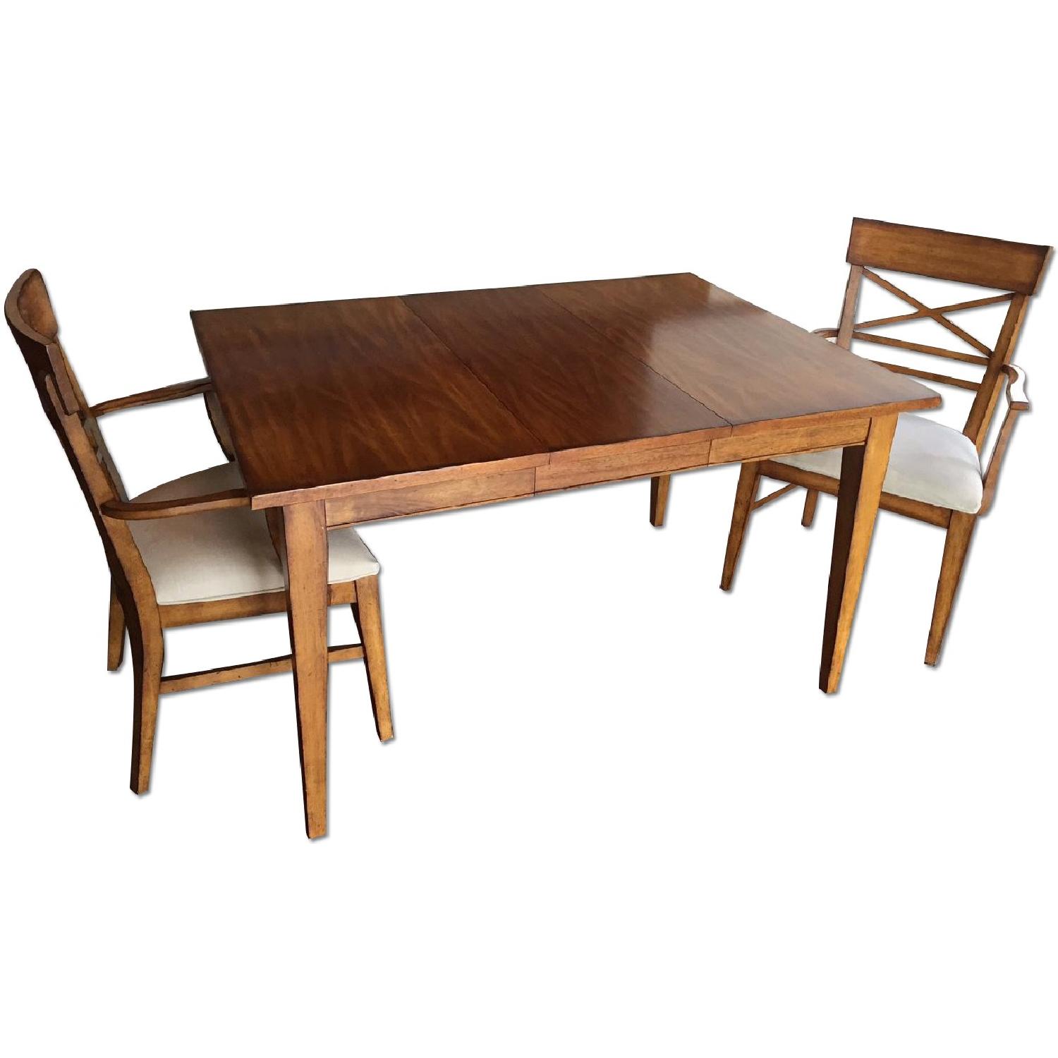 Ethan Allen Christopher Expandable Dining Room Table w 2 Chairs AptDeco
