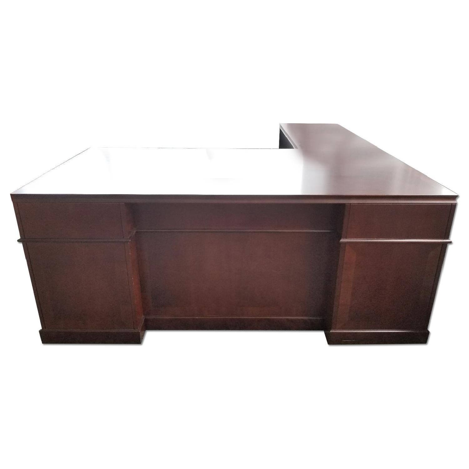 Wood L Shaped Executive Desk - AptDeco