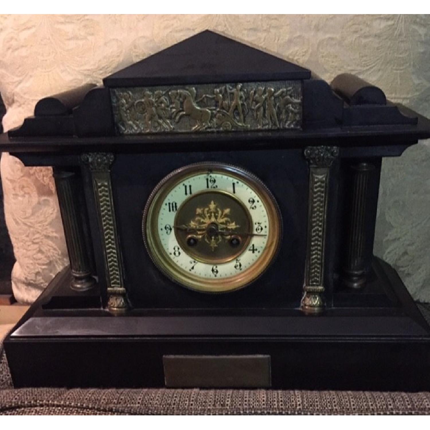 Neoclassical Slate Mantle Clock - AptDeco