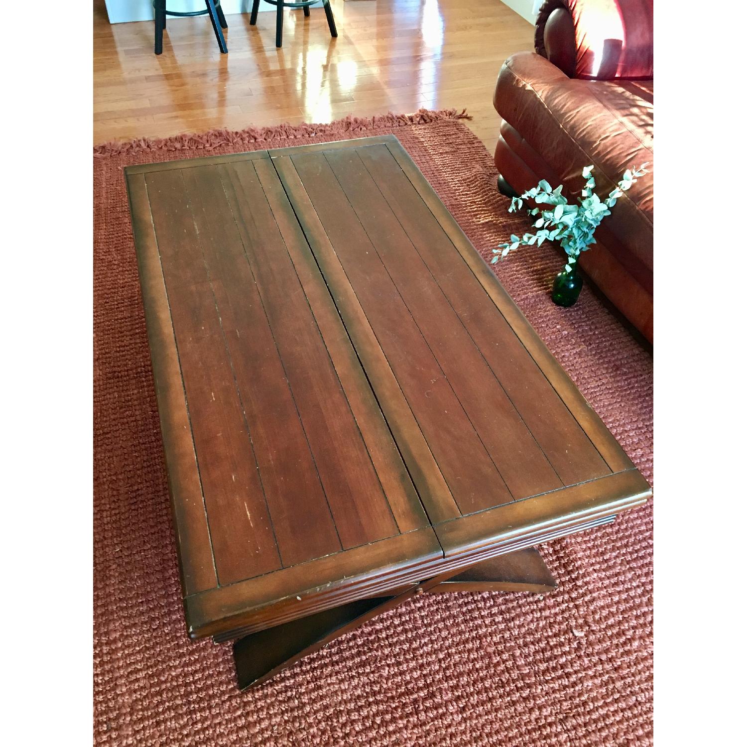 Solid Wood Fold-Out Coffee Table - AptDeco