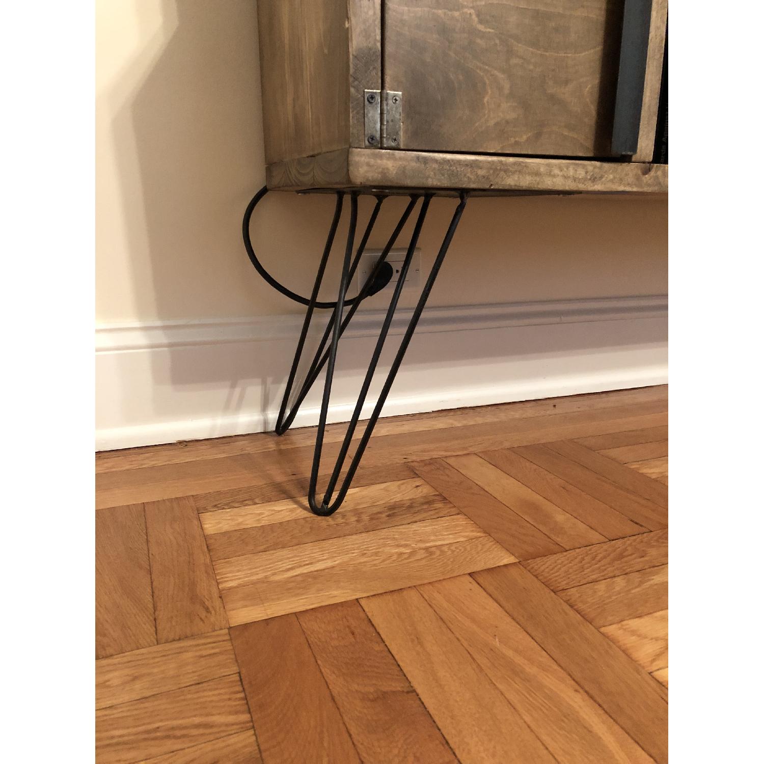 Industrial Style Wood Media Console w/ Metal Hairpin Legs - AptDeco