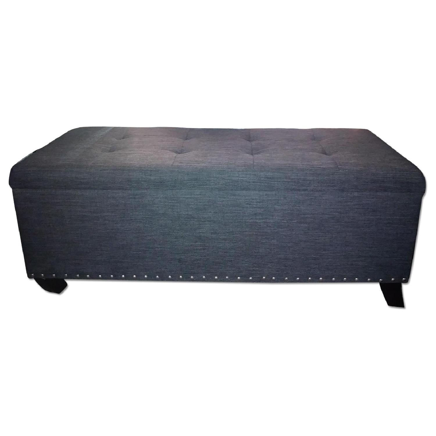 Grey Tufted Storage Bench - AptDeco