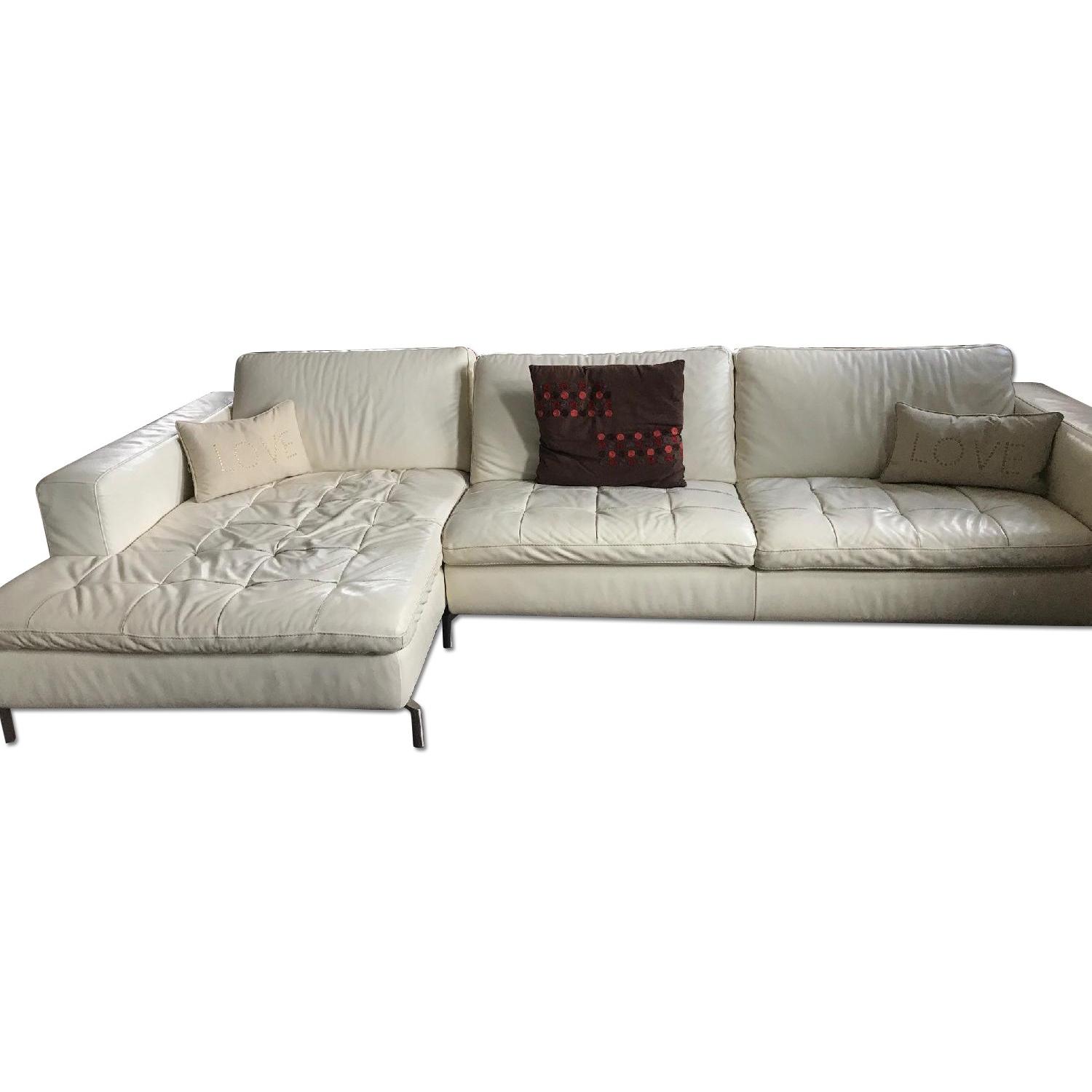 Natuzzi 2 Piece Leather Sectional Sofa - AptDeco