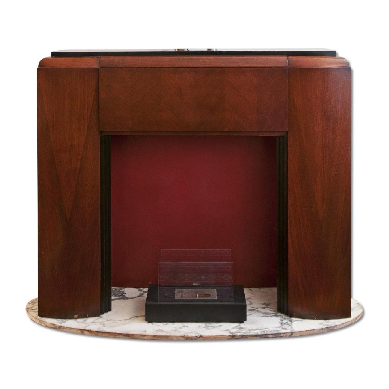 Prohibition Era Fireplace Mantel with Secret Bar Compartment - AptDeco