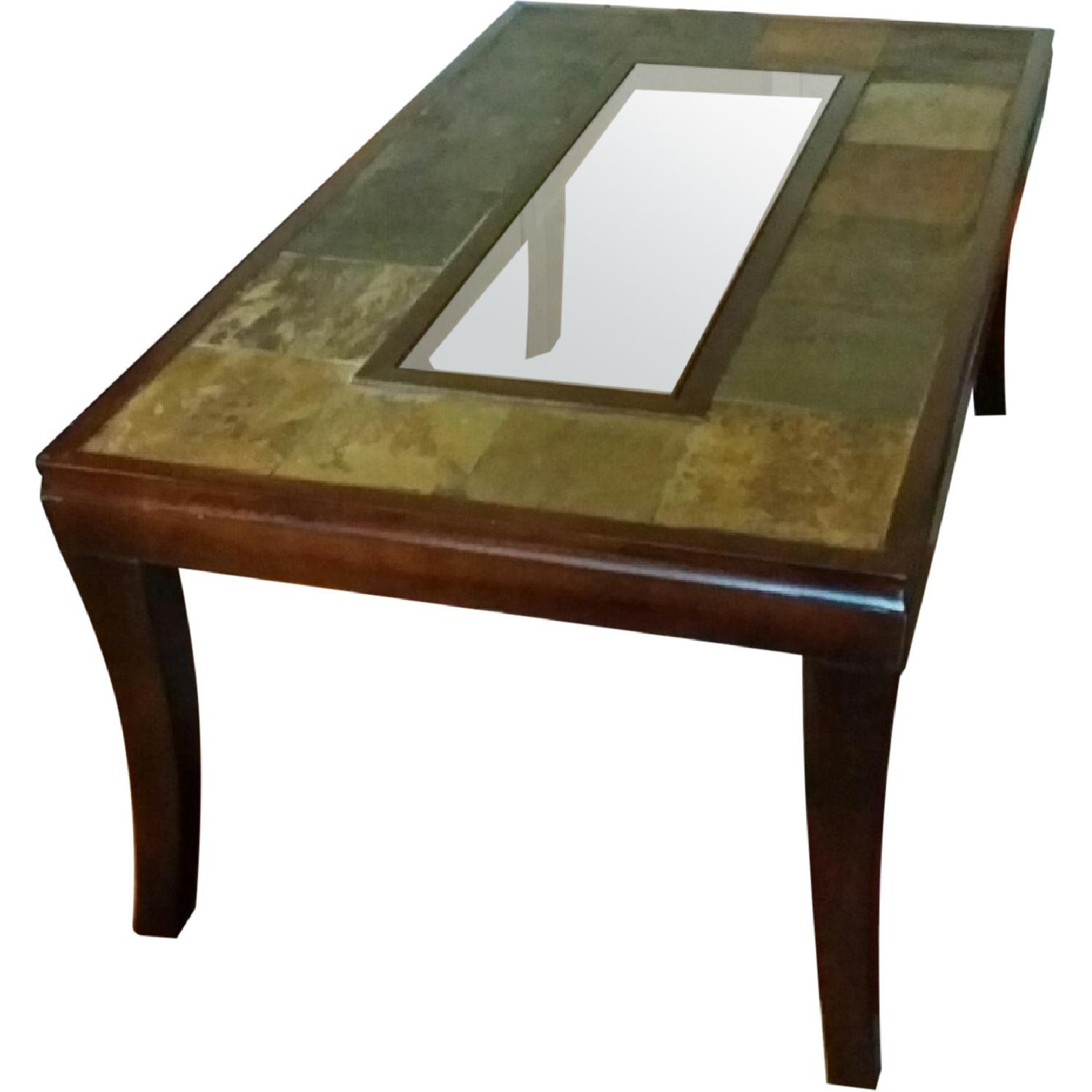 Bob's Slate and Wood Coffee Table + Side Tables - AptDeco