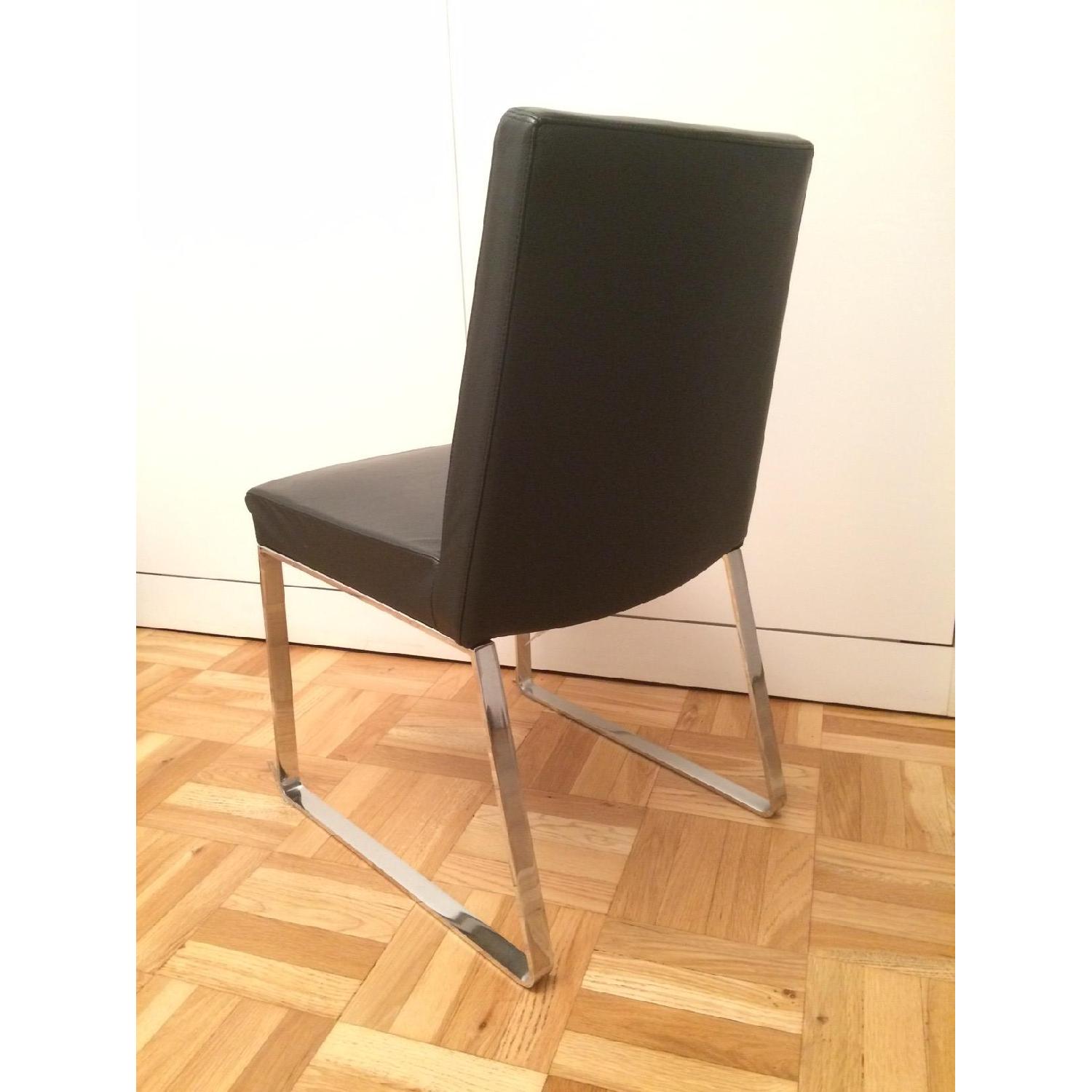 Calligaris S.p.A. Chrome Black Leather Chairs - AptDeco