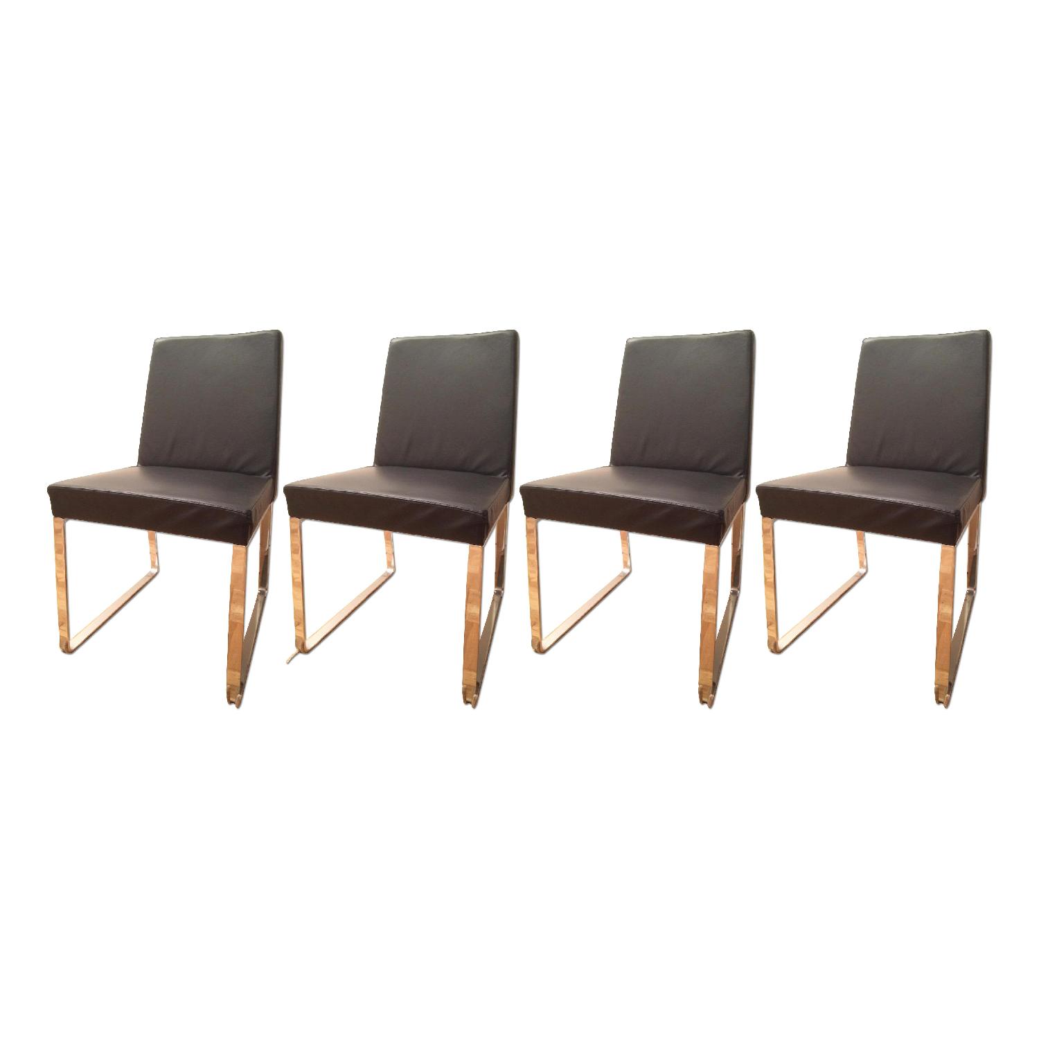 Calligaris S.p.A. Chrome Black Leather Chairs - AptDeco