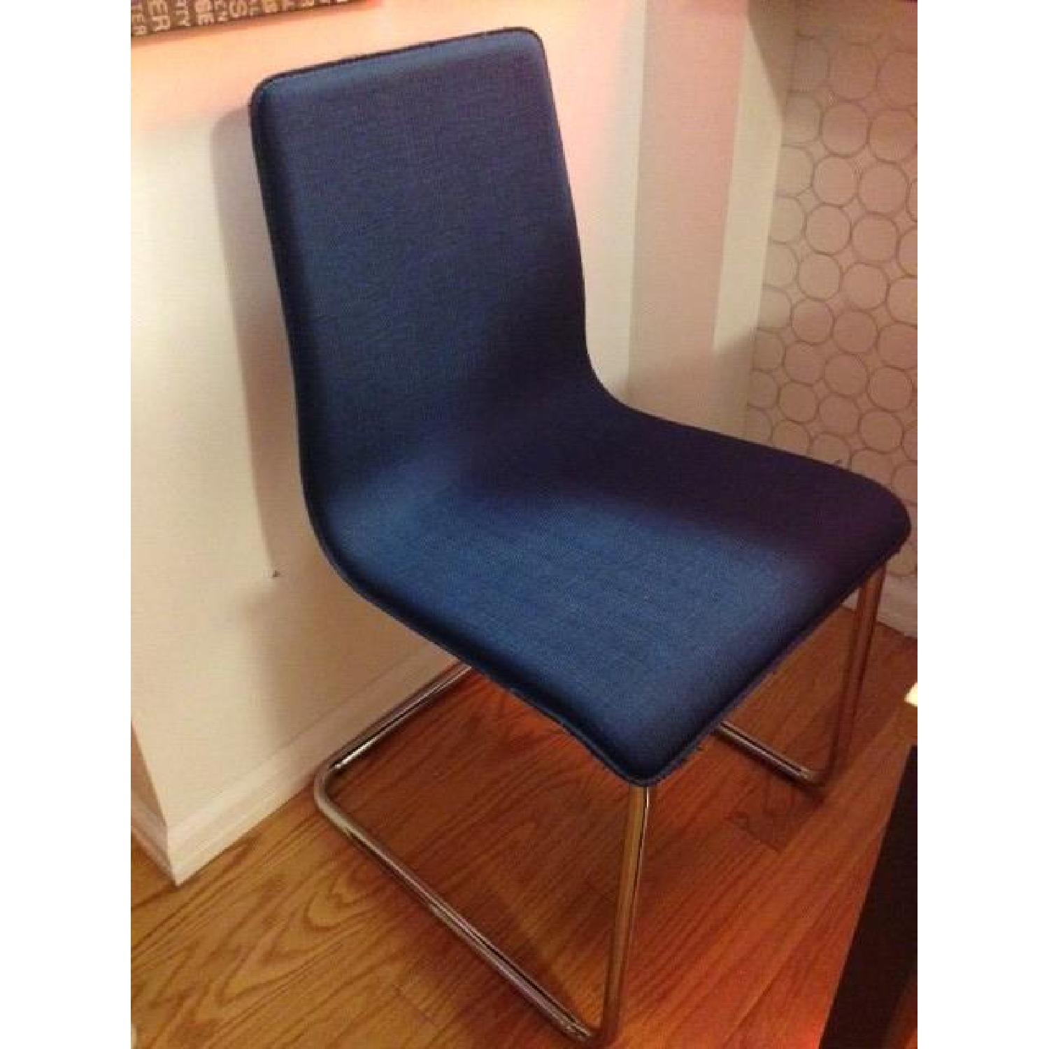 CB2 Pony Chairs in Peacock Blue - Pair - AptDeco
