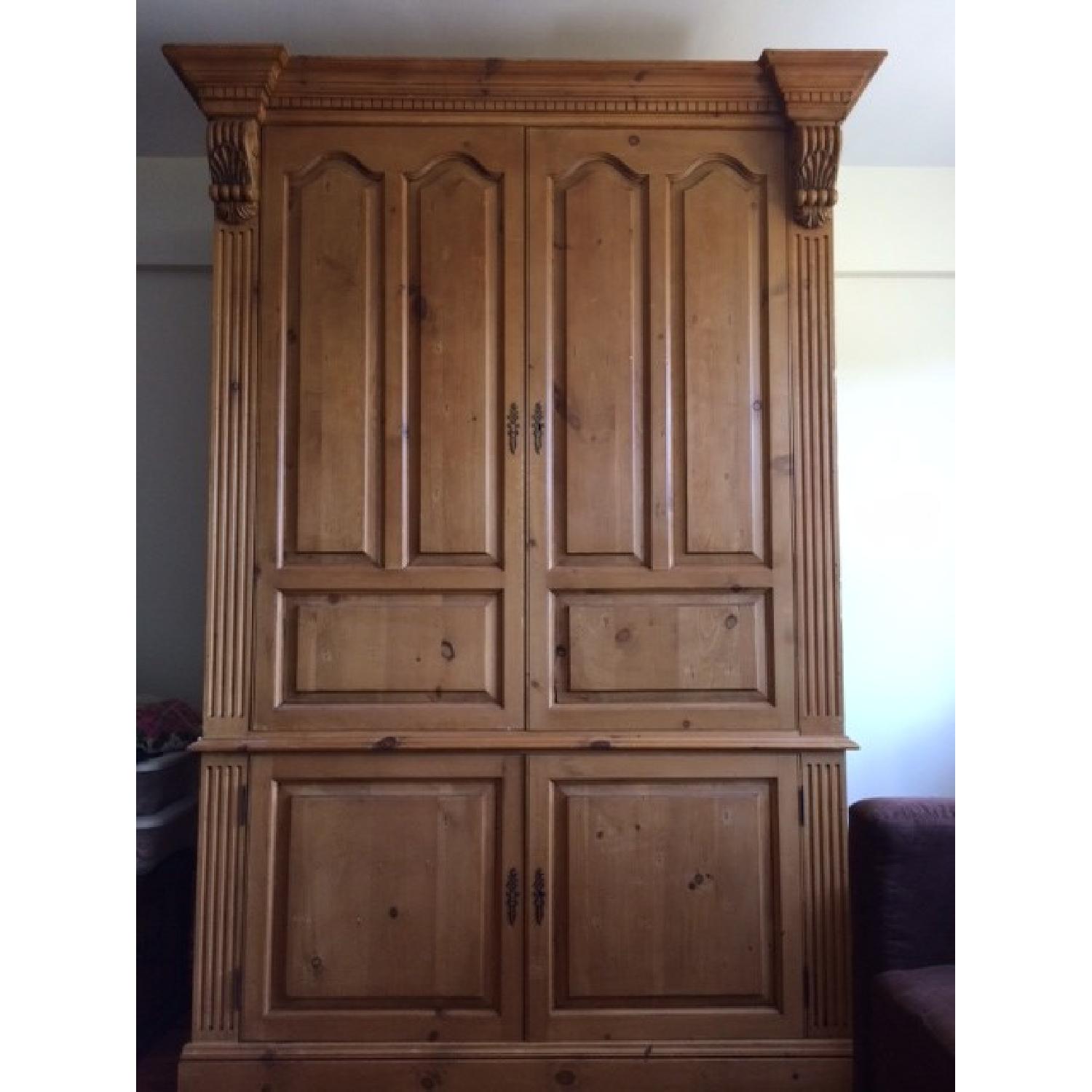 Solid Pine Armoire/Entertainment Center - AptDeco