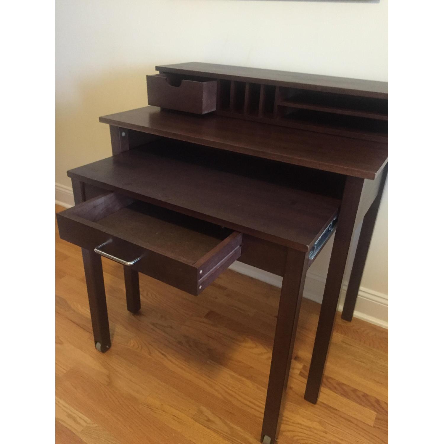 Container Store Java Solid Wood Roll-Out Desk - AptDeco