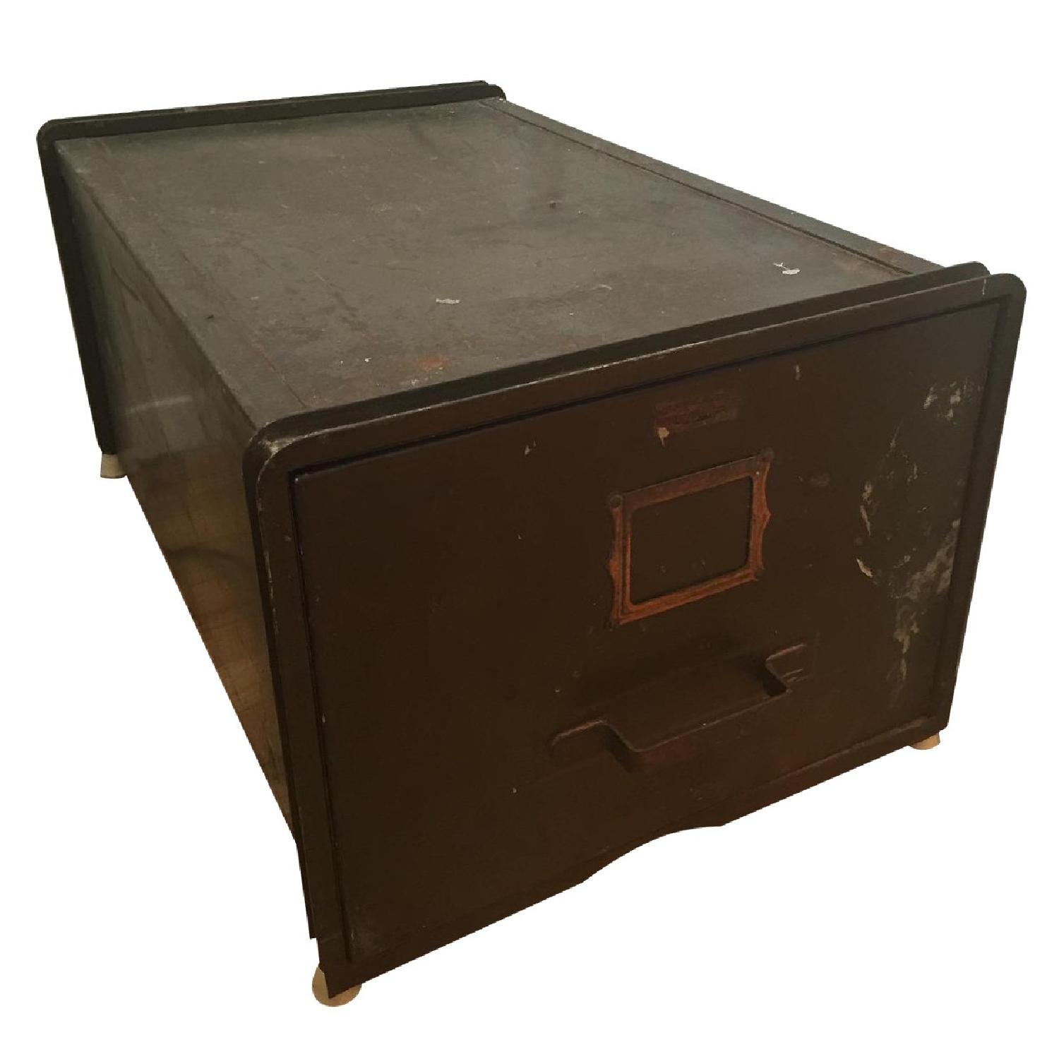 Vintage Industrial Army Green Metal Drawer - AptDeco