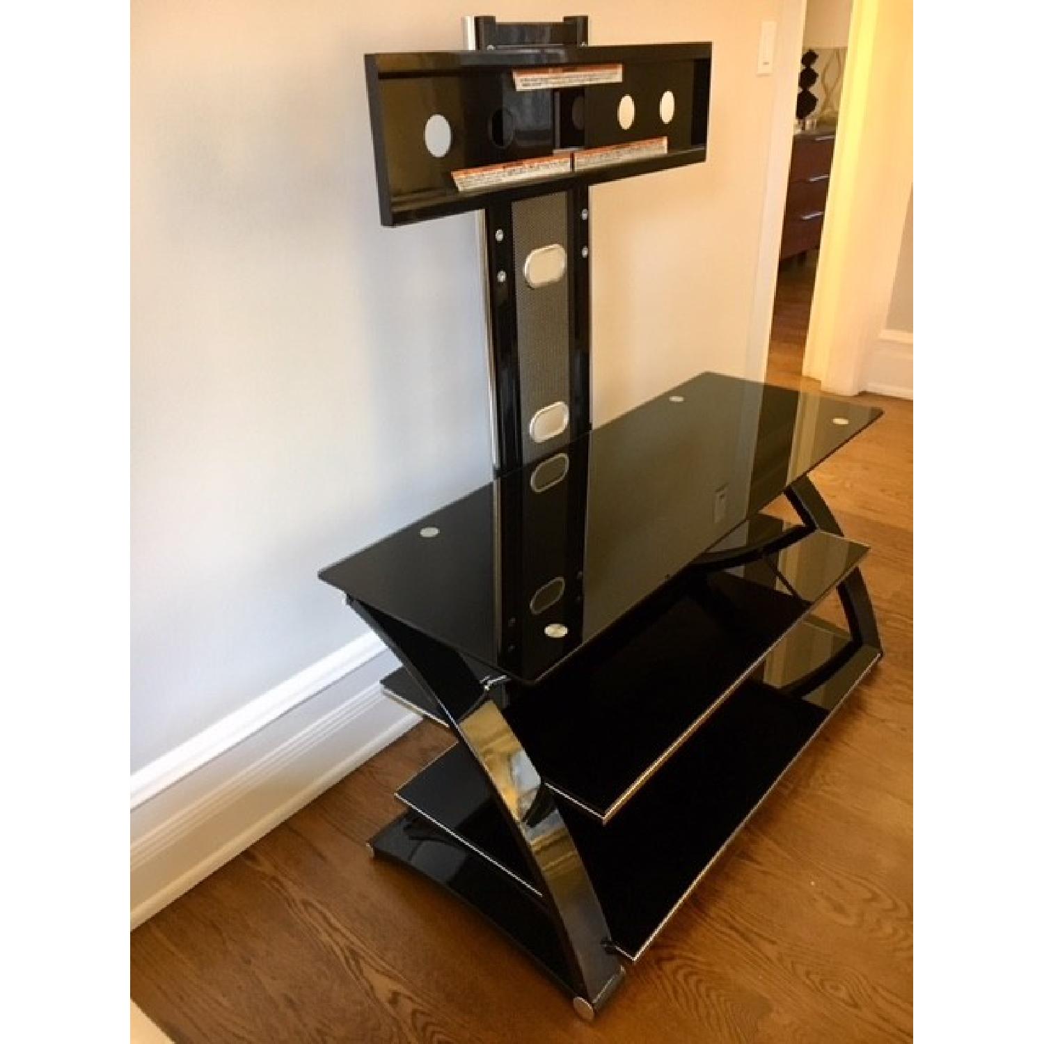 Modern Black Glass TV Stand - AptDeco