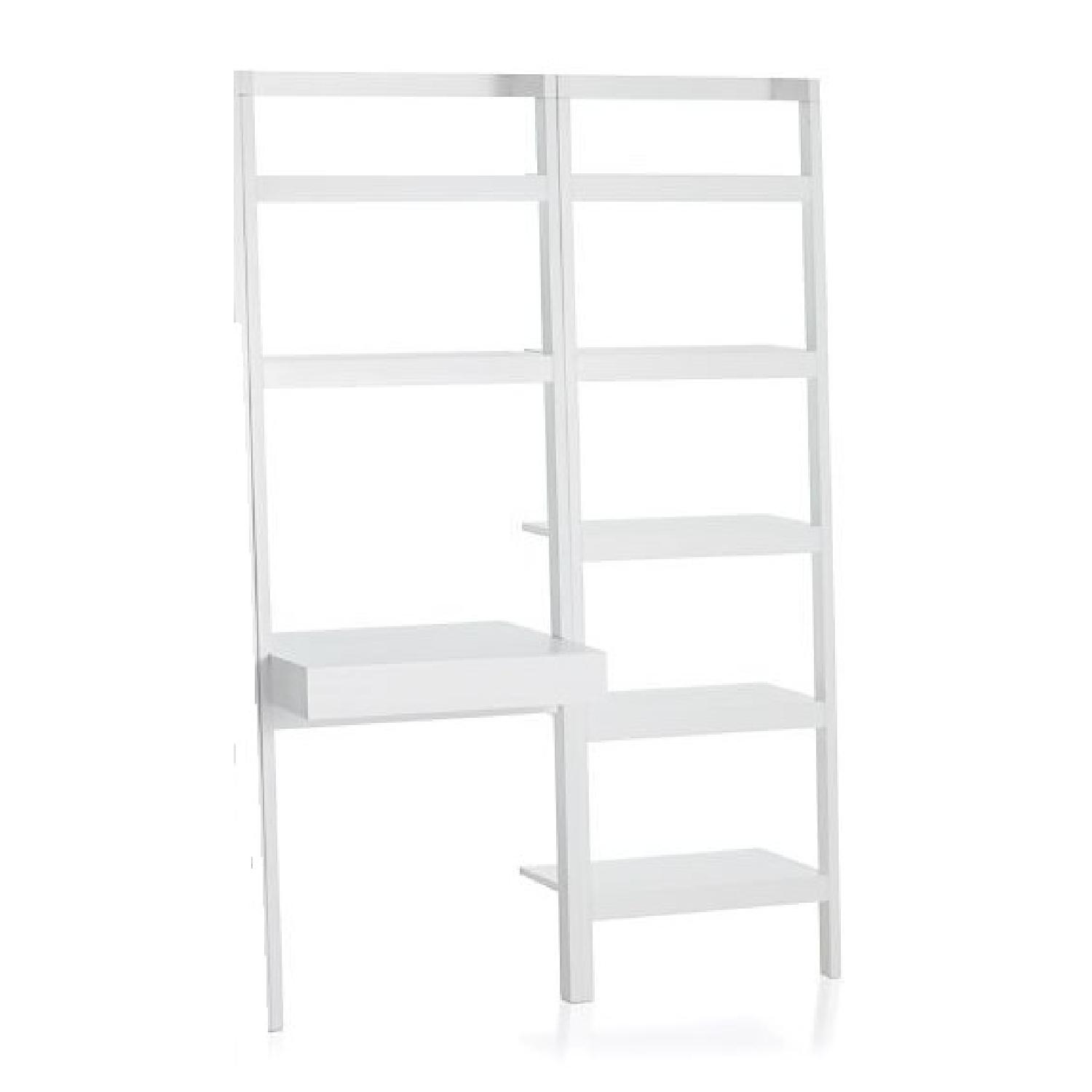 Crate & Barrel Sawyer White Leaning Desk w/ 1 Bookcase - AptDeco